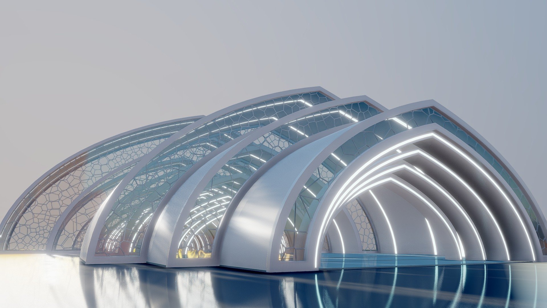 Futuristic Building Interior Exterior 3 - Buy Royalty Free 3D model by ...