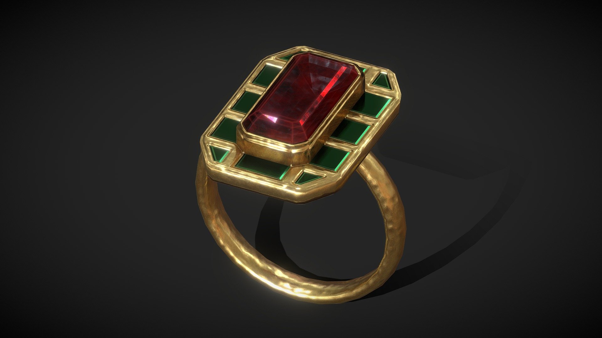 Ruby Emerald Ring - low poly - Buy Royalty Free 3D model by Karolina ...