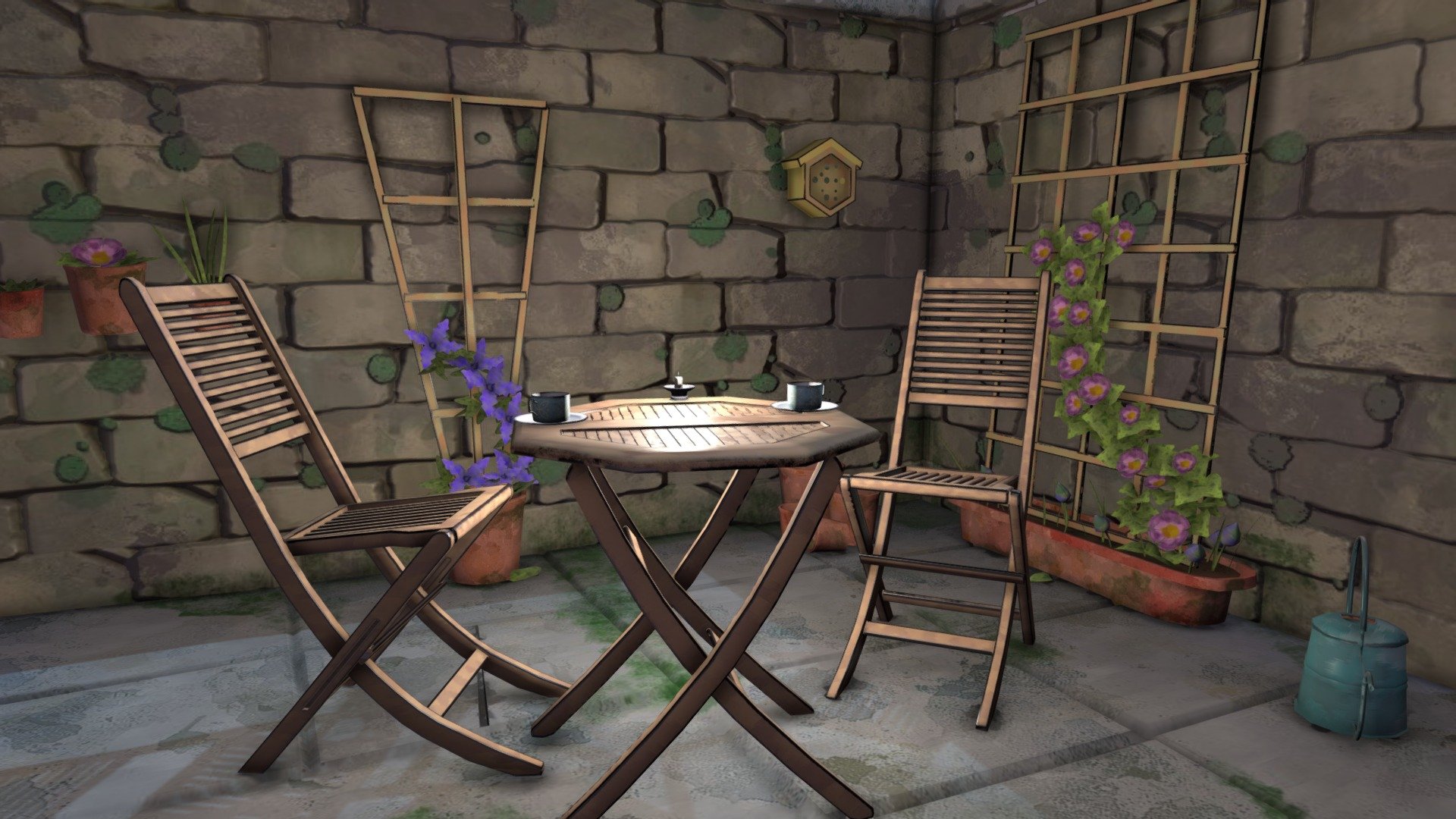 Painterly Patio Scene - Download Free 3D model by Ginny Sutton ...