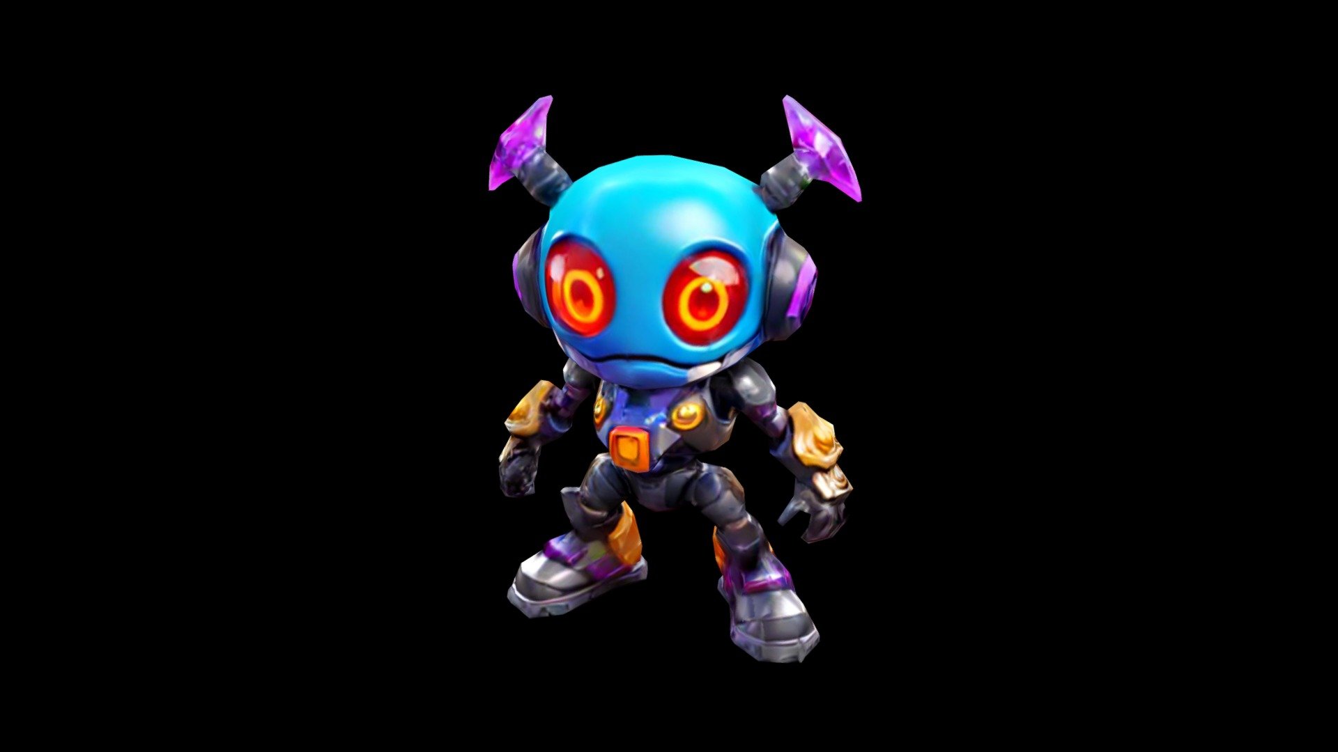 "Anime Android with Big Eyes and Purple Hammers - Download Free 3D ...