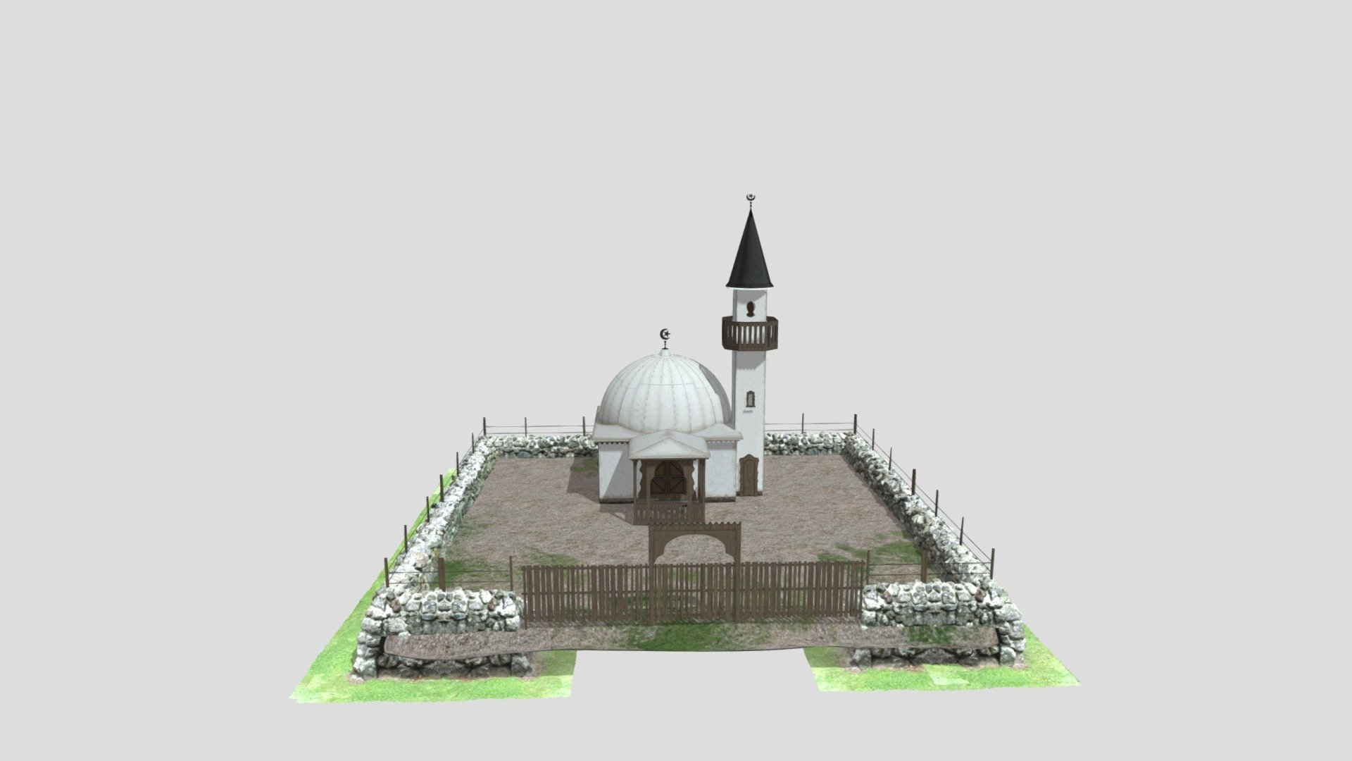 The Log pod Mangartom Mosque - exterior - Download Free 3D model by ...