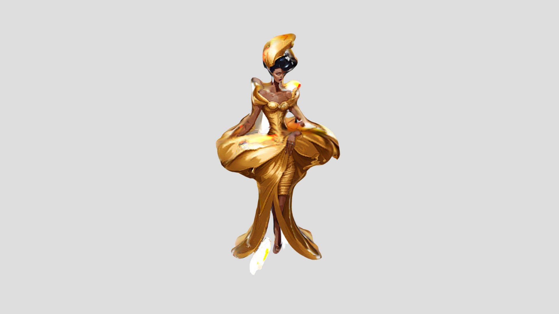 Golden Woman in Flowing Dress A woman in a lo - Download Free 3D model ...