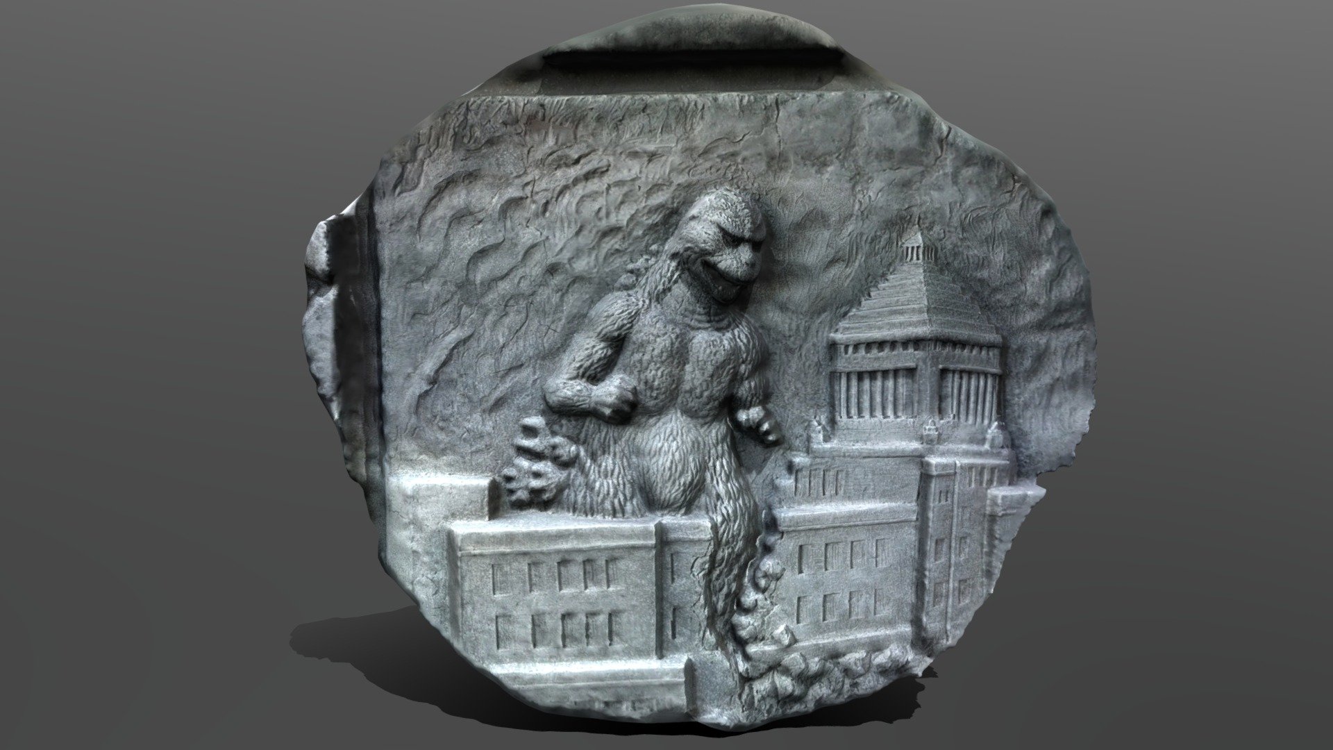 Godzilla stone wall carving - Download Free 3D model by Lycortas ...