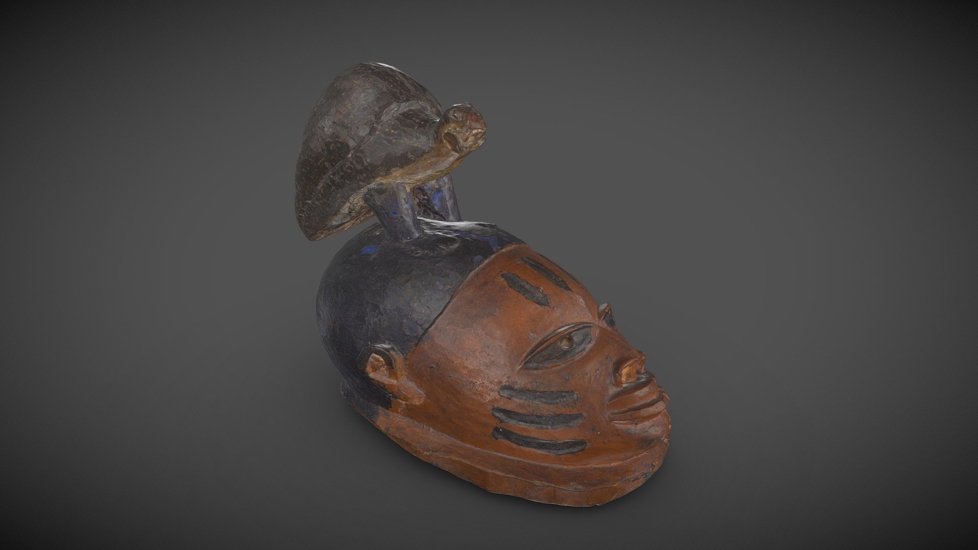Masque gélédé orné d'un oiseau - Download Free 3D model by Alienor.org, Conseil des musées ...