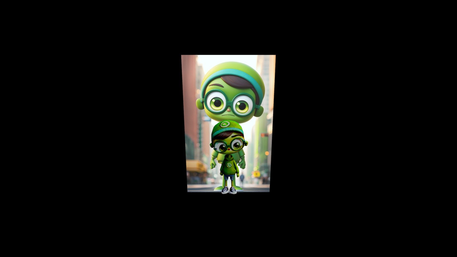 a cartoon character in green and blue standing o - Download Free 3D ...