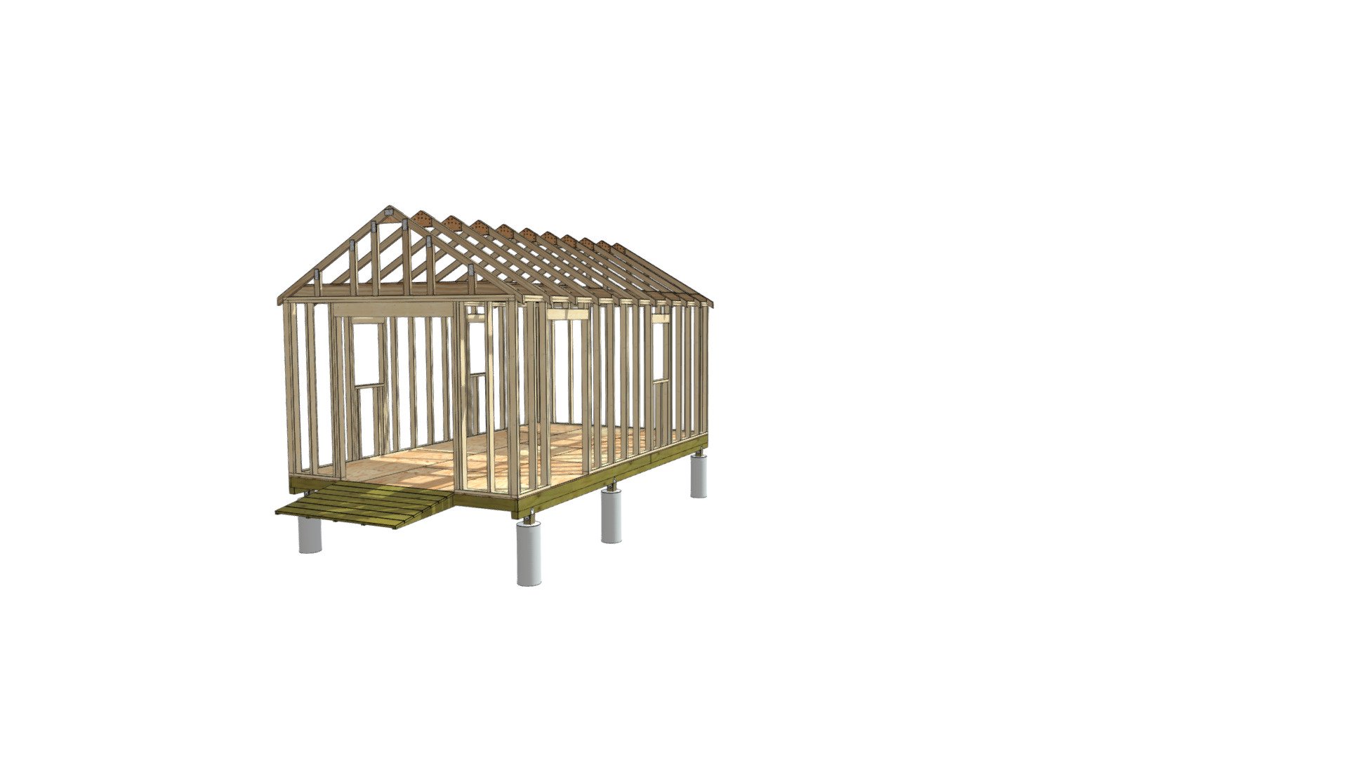 12x20 Gable Shed with Garage Door - 3D model by shedking.net (@shedking ...