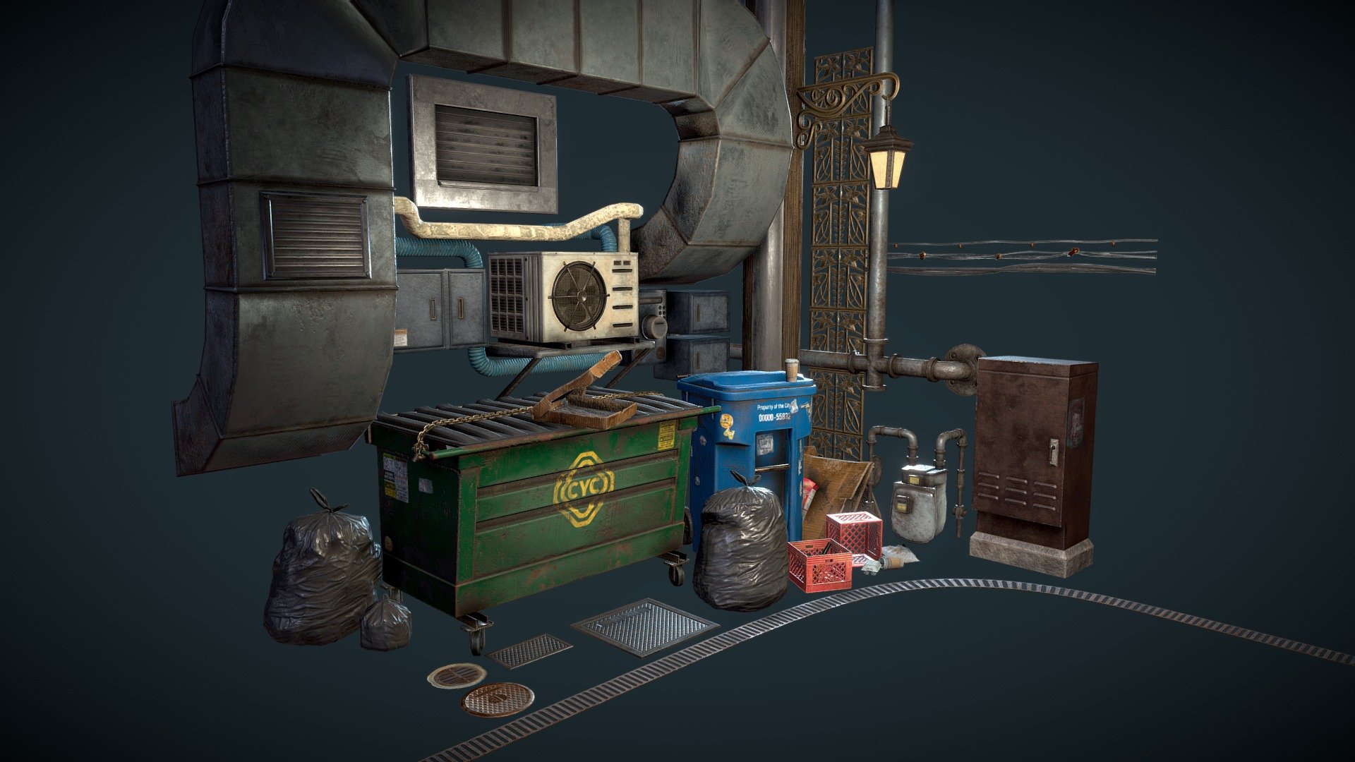 Alley Assets - 3D model by Zak.Nelson [b8e24cf] - Sketchfab