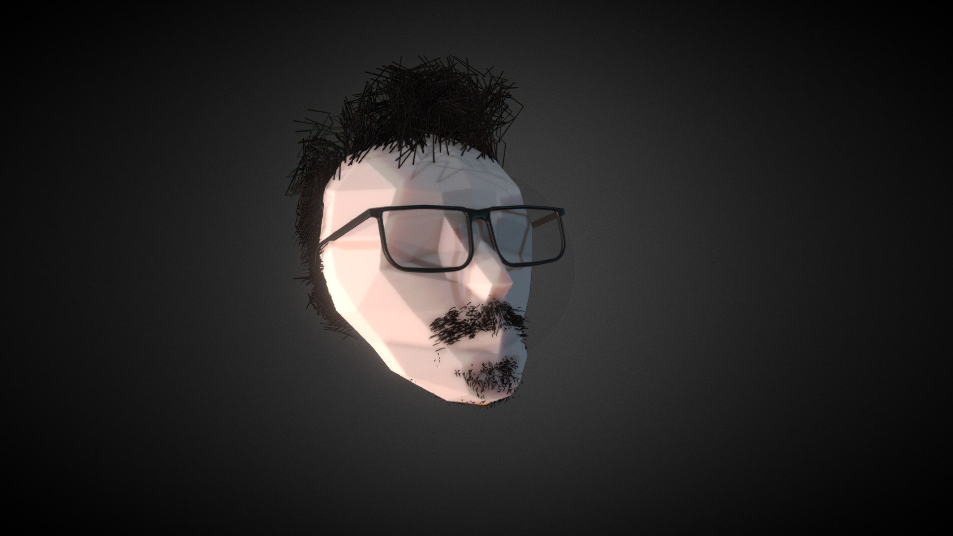 Low poly white face with short hair and beard - Download Free 3D model ...