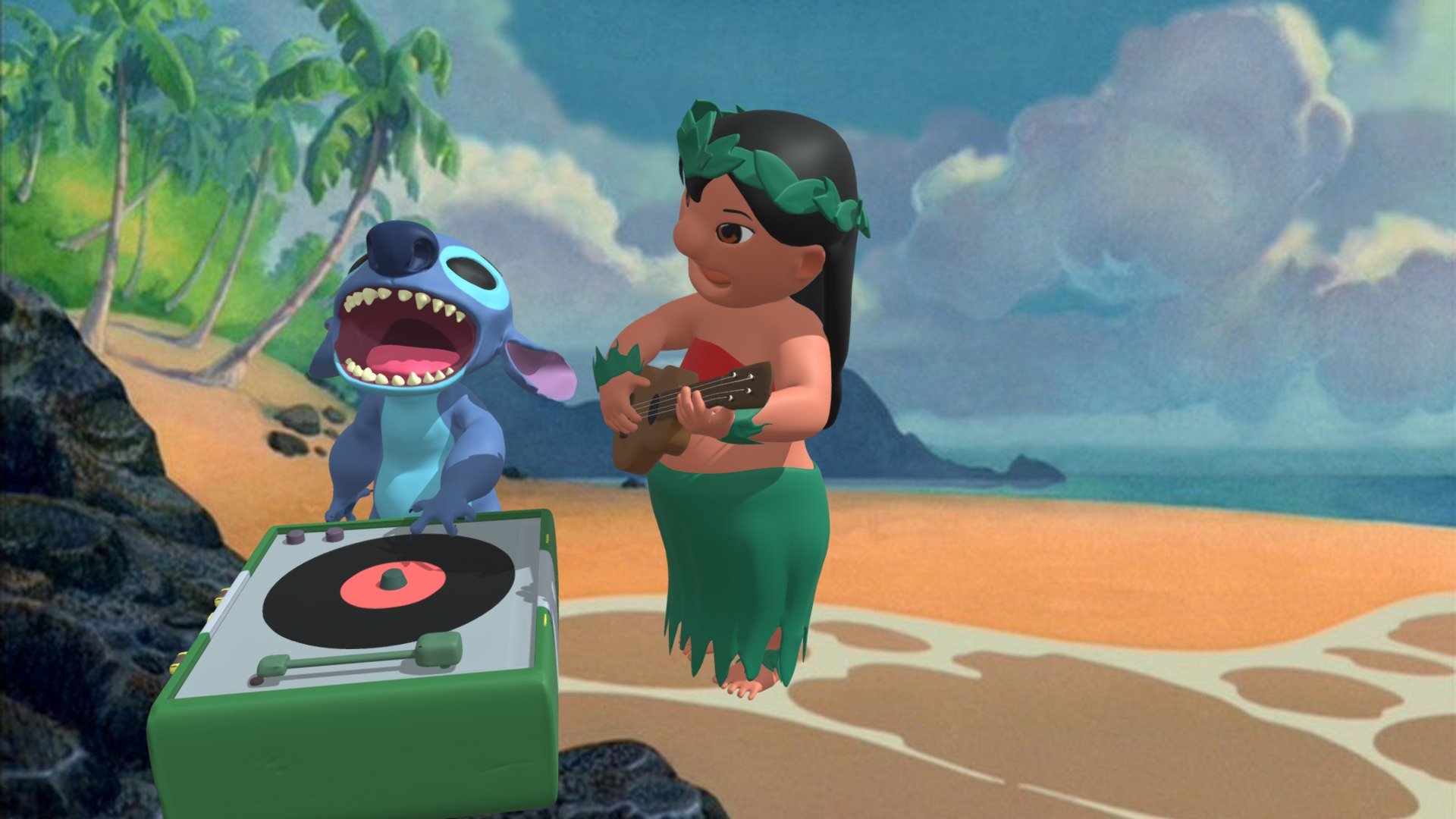Stitch and Lilo Aloha Duet - Download Free 3D model by Création et ...