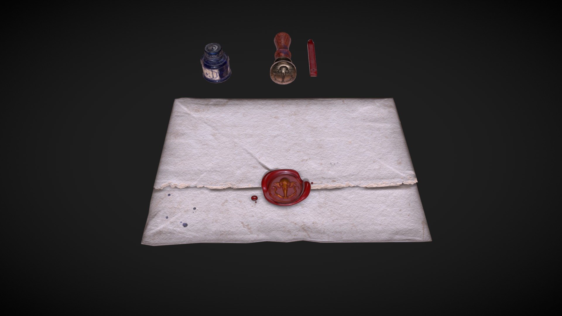 Ink, Letter and Wax - 3D model by genrhys [b91c2dd] - Sketchfab