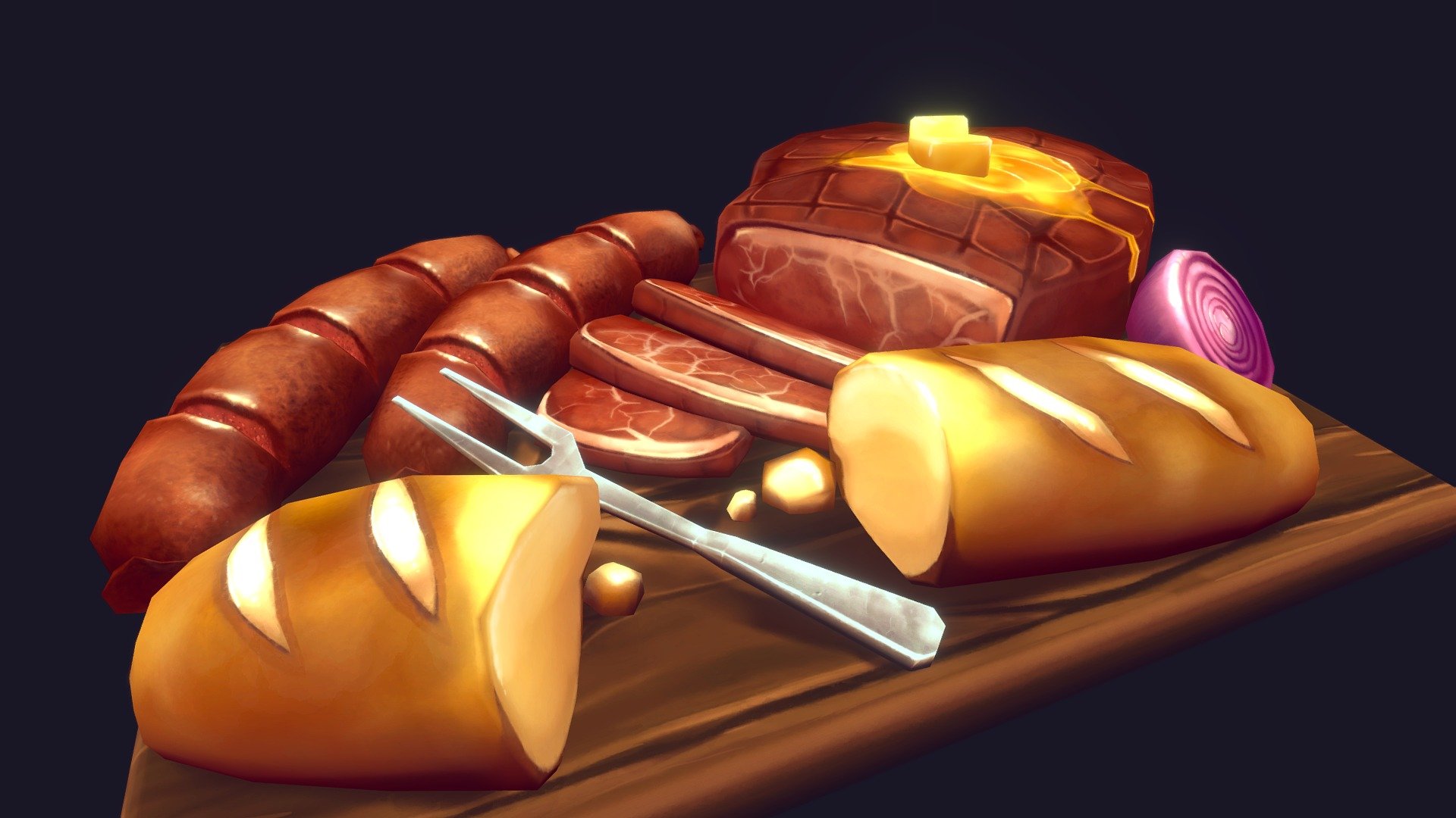 Stylized Meat Platter - 3D model by Georgia.Perry [b9292d4] - Sketchfab