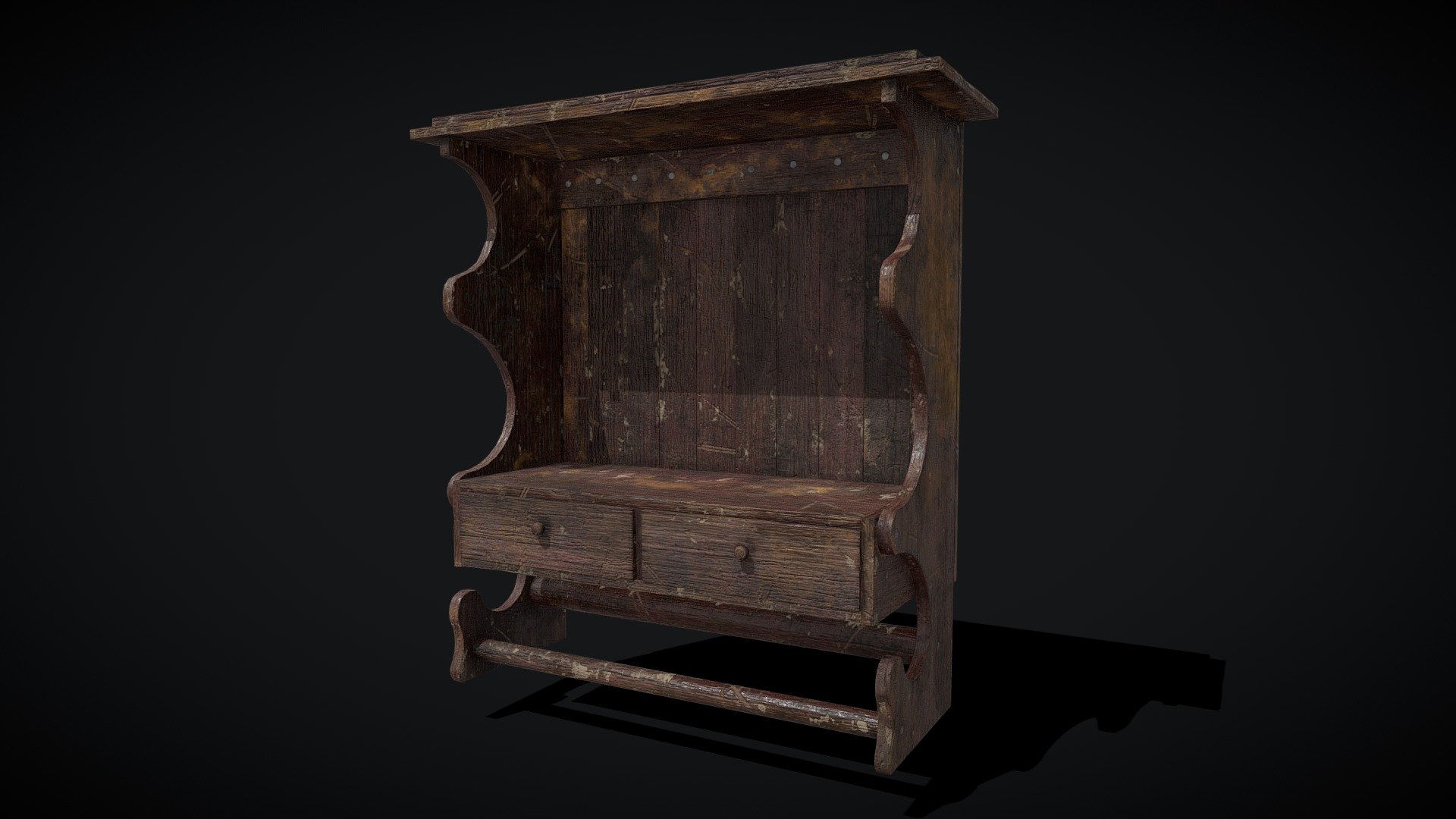 Rustic Hanging Shelf With Drawers - Buy Royalty Free 3D model by ...
