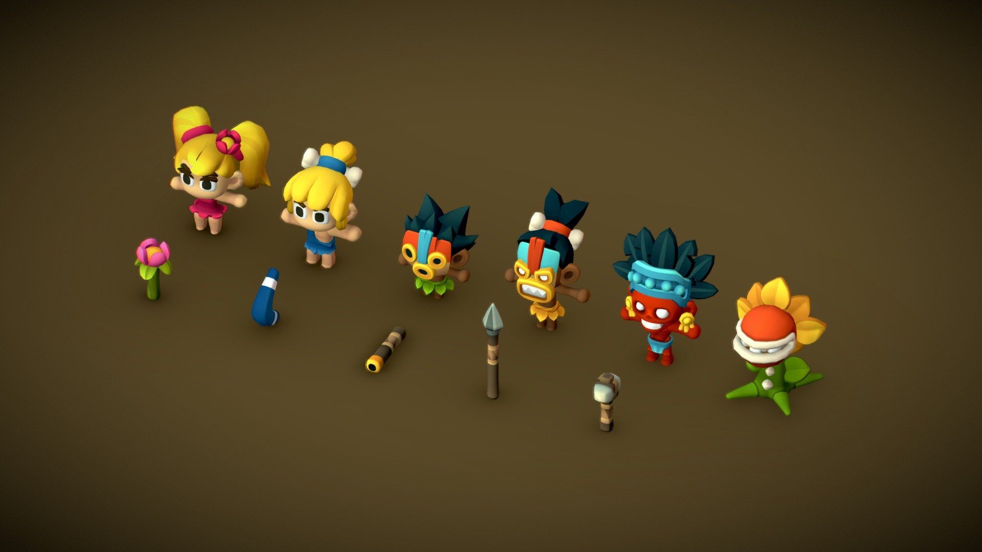 Cube World Jungle Characters - Proto Series - 3D model by BitGem [b93bef1] - Sketchfab