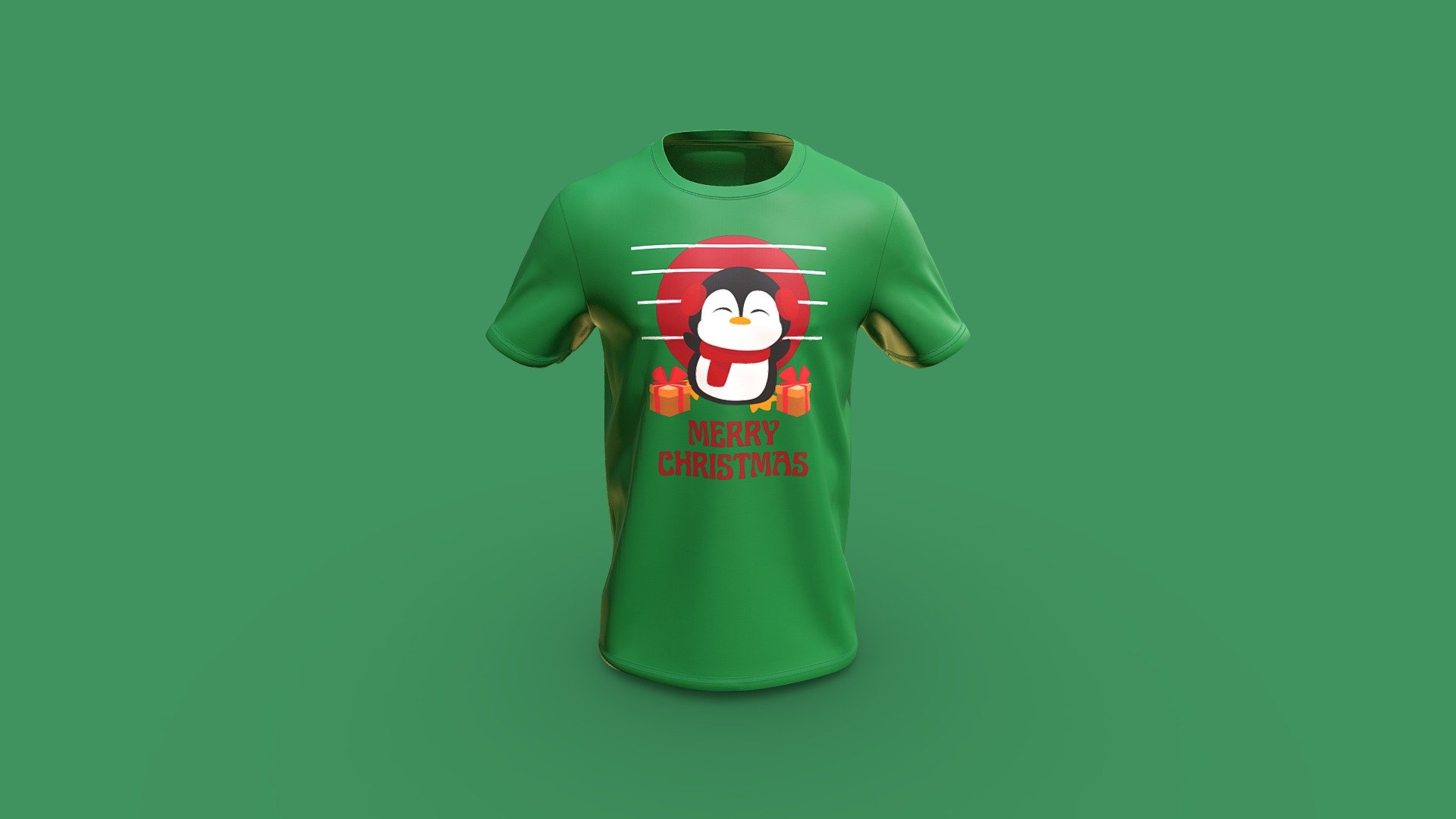 Merry Christmas Sport Fit Tee - Buy Royalty Free 3D model by Wearable3D ...