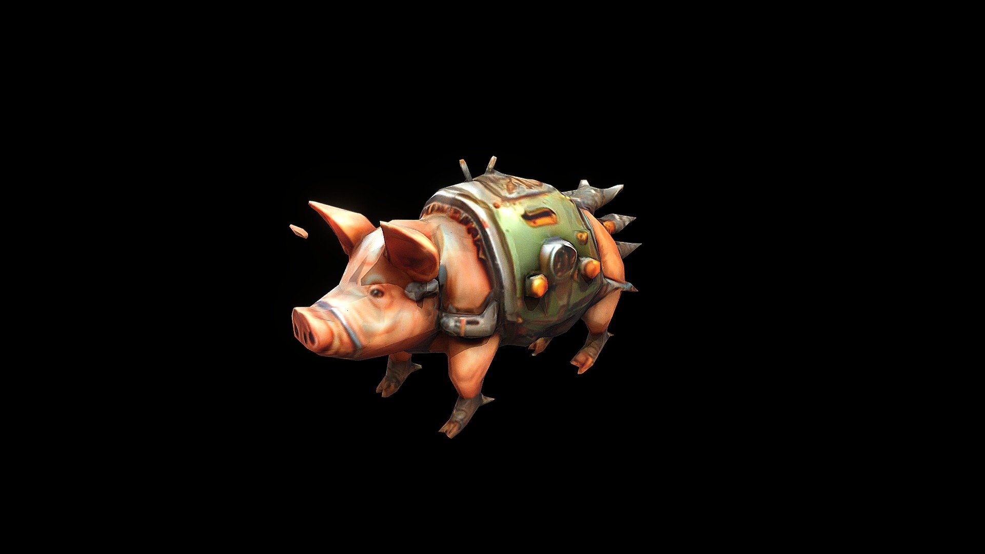 an illustration of a pig with a rocket on its - Download Free 3D model ...