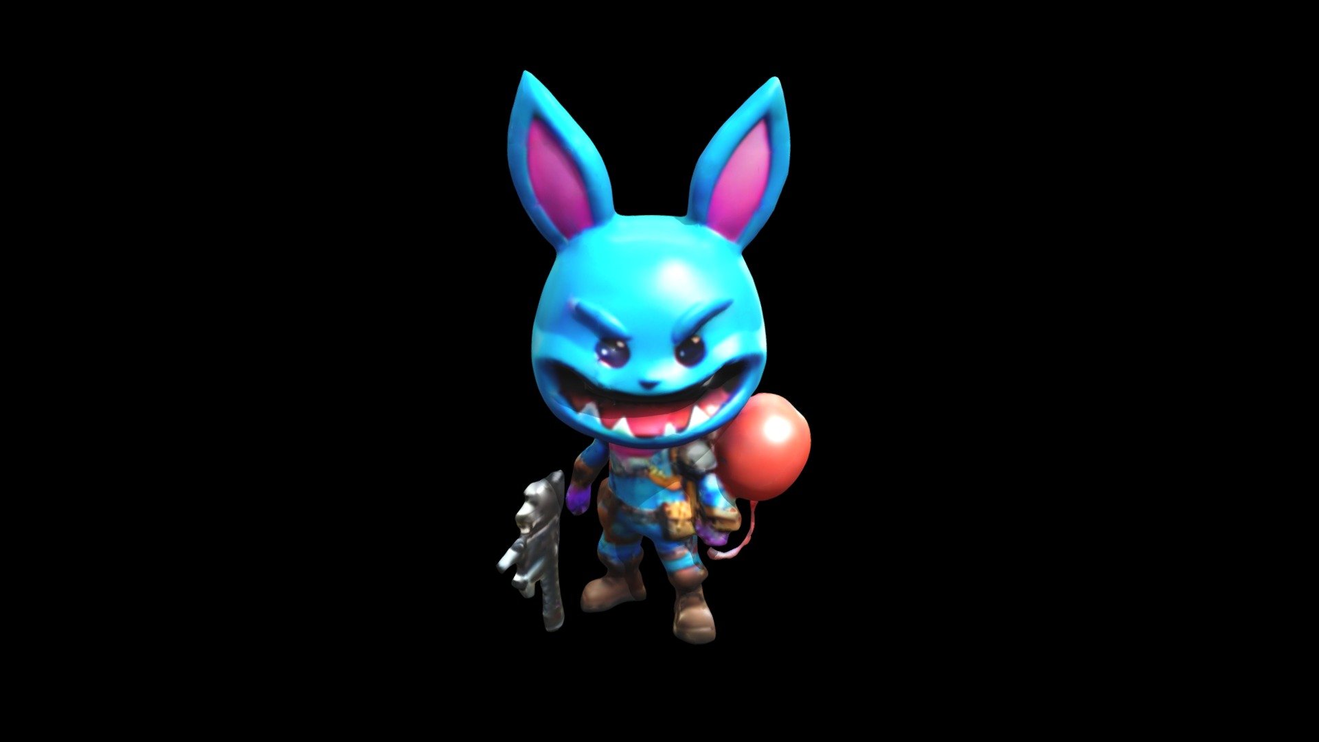 An intense blue cartoon character with large pin - Download Free 3D ...