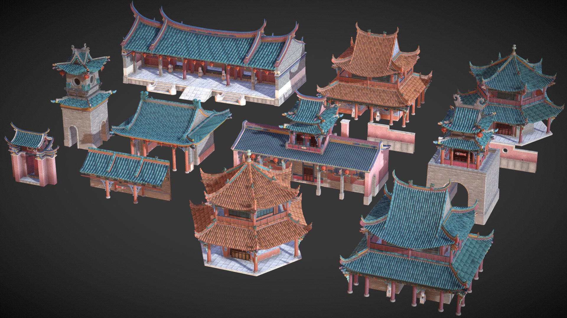Chinese Building Pack - 3D model by mattwells3d [b9649f9] - Sketchfab