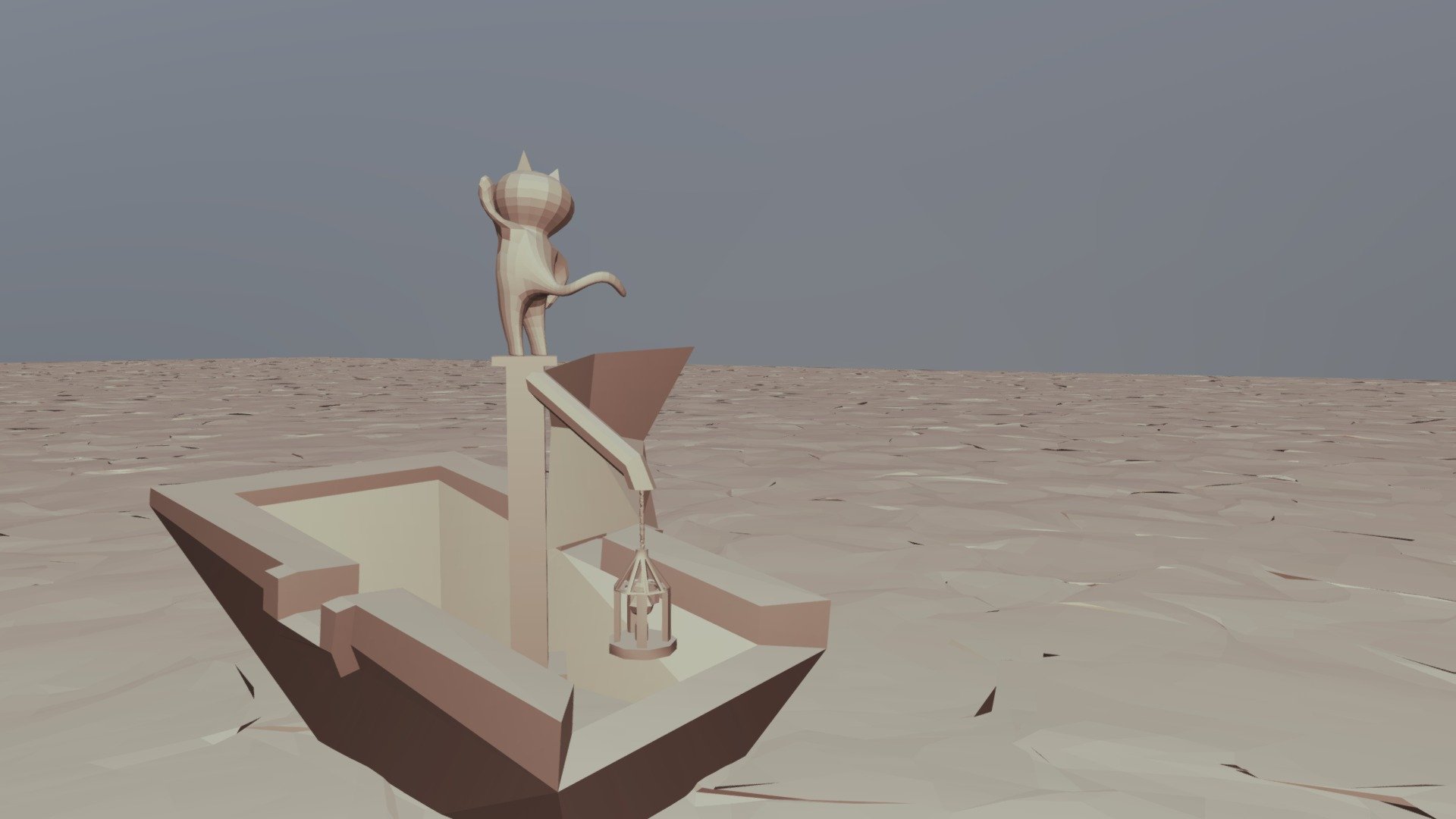Low Poly Sailor Cat SunSet Watching on Ocean - 3D model by wanderer ...