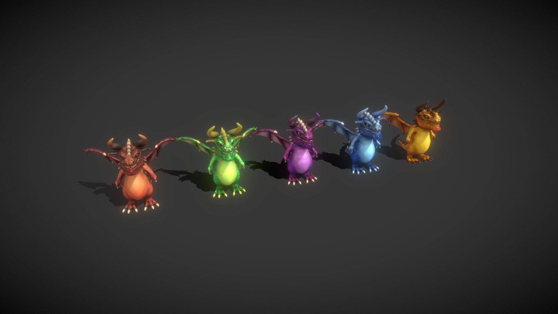 Cartoon Gem Dragons Animated 3D Model - Buy Royalty Free 3D model by ...