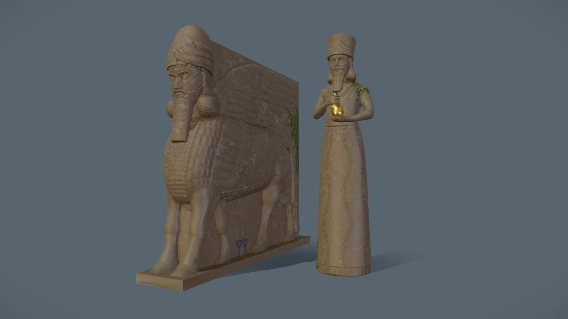 Enki statue and Lamassu - Download Free 3D model by BamPistache ...