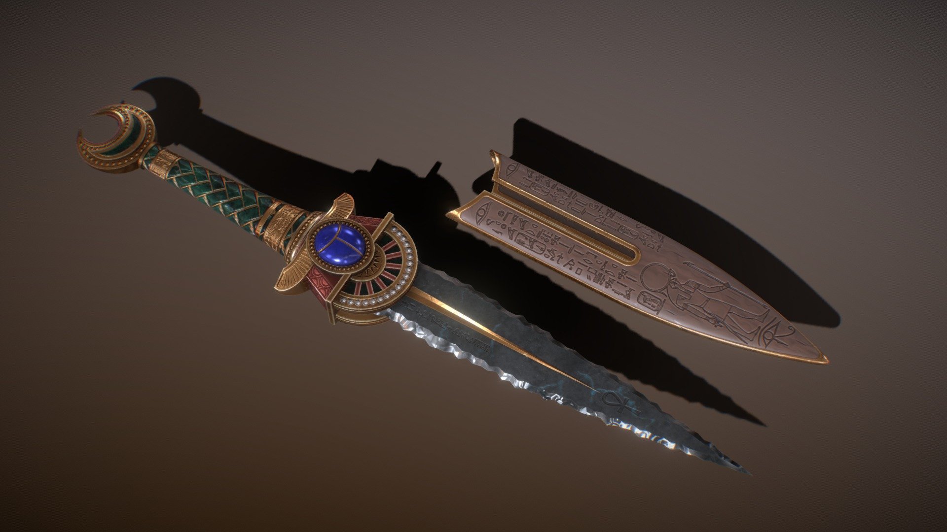 OB 02 Egyptian Necromancer Kit Obsidian Dagger - 3D model by ...