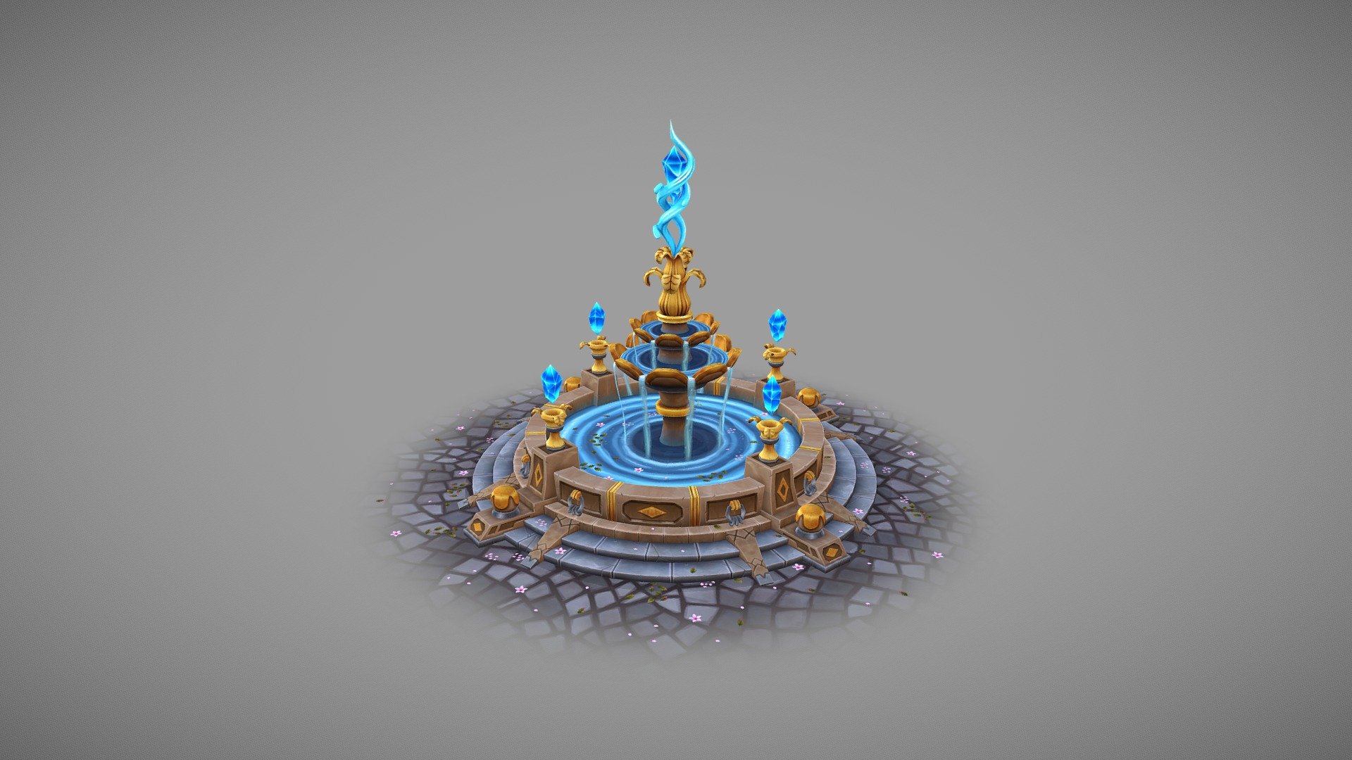 Water Crystal Fountain - 3D model by Dy.roman [b9b89b6] - Sketchfab