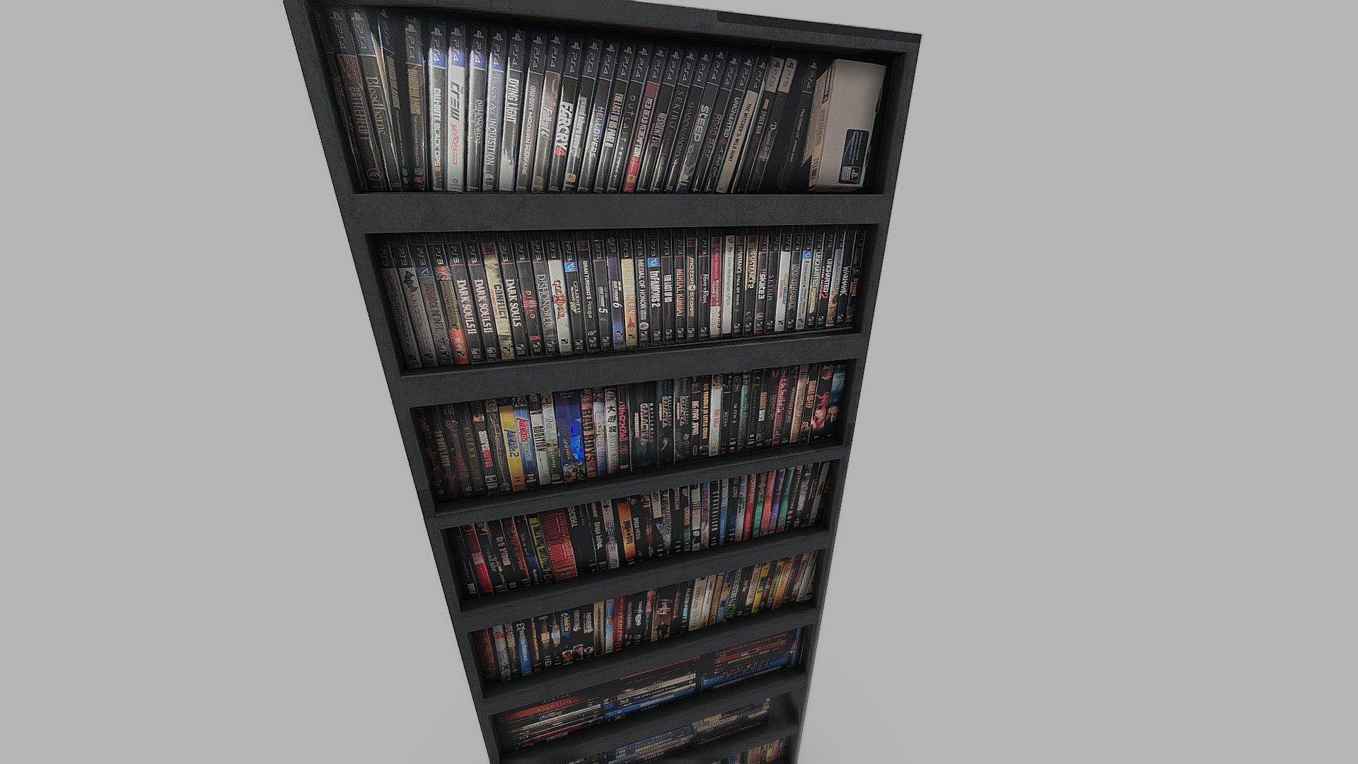 Bookshelf with games and DVDs LOWPOLY - Download Free 3D model by EFX ...