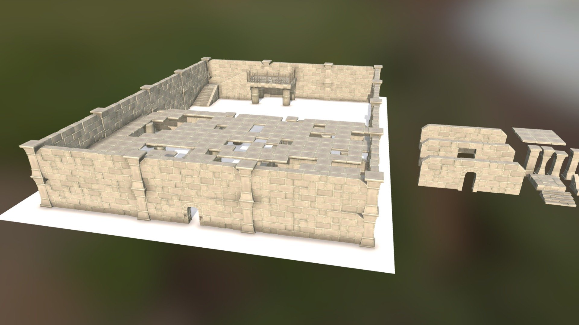 Ruined Castle And Modular Pieces - 3D model by Jesse Ojala (@Jesatrala ...