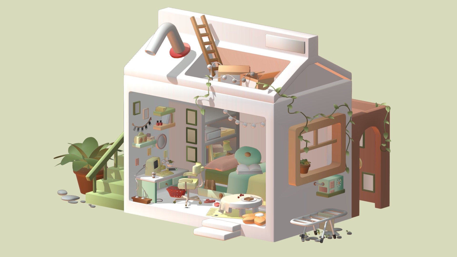 Cardboard Milk House - Download Free 3D model by Capitan_Daren ...
