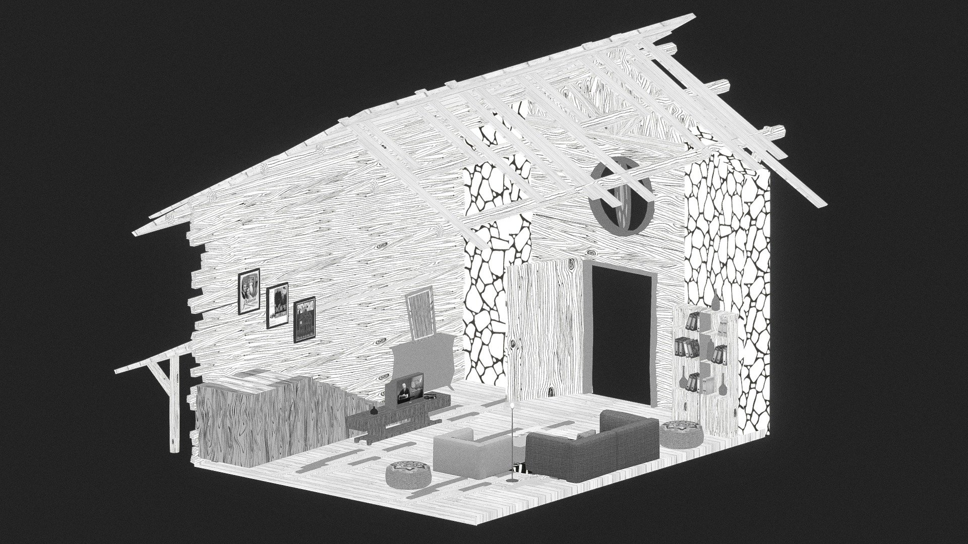 Black & White Room - Download Free 3D model by Ahmed Belal (@ezzdesign5 ...