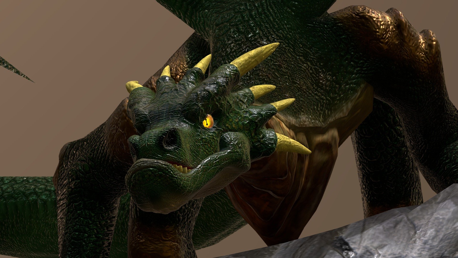 A Green Dragon - 3D model by BlackBird Studio (@kotsyfas) [b9f87c2 ...