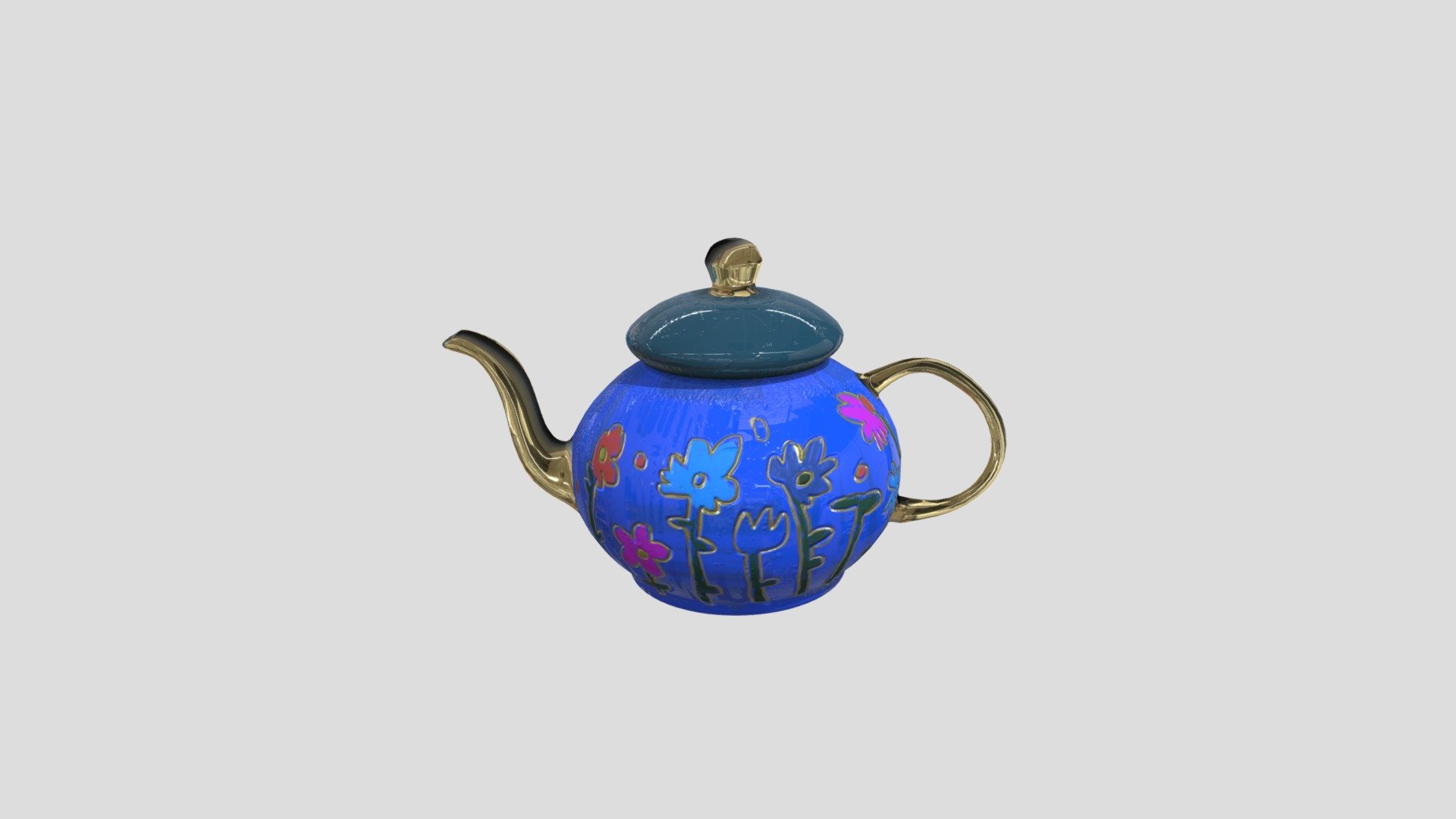 Teapot with flowers - 3D model by Maja Ostrowska (@majaostrowska ...