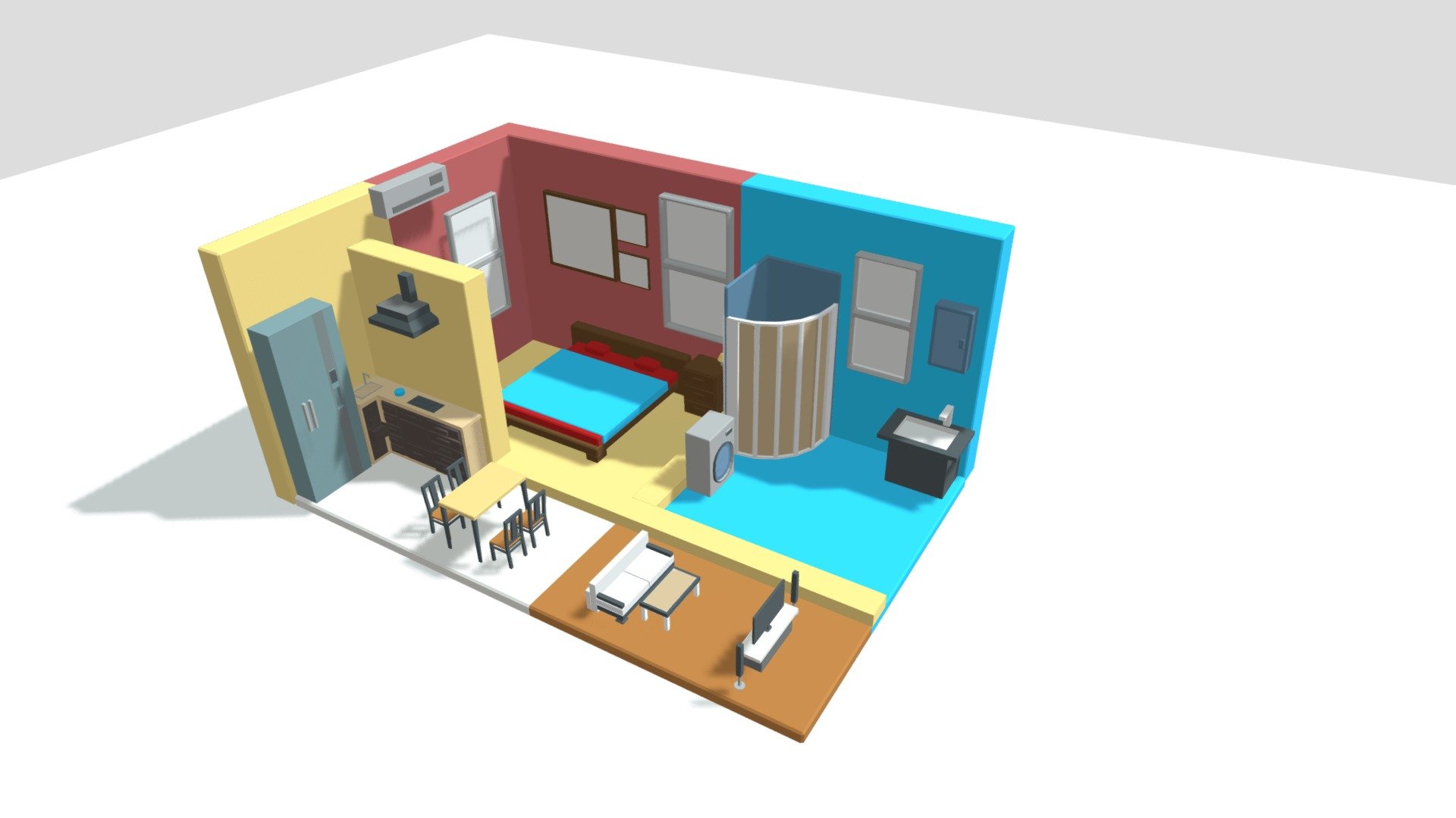 Isometric House four rooms Low poly - Download Free 3D model by InfDev ...