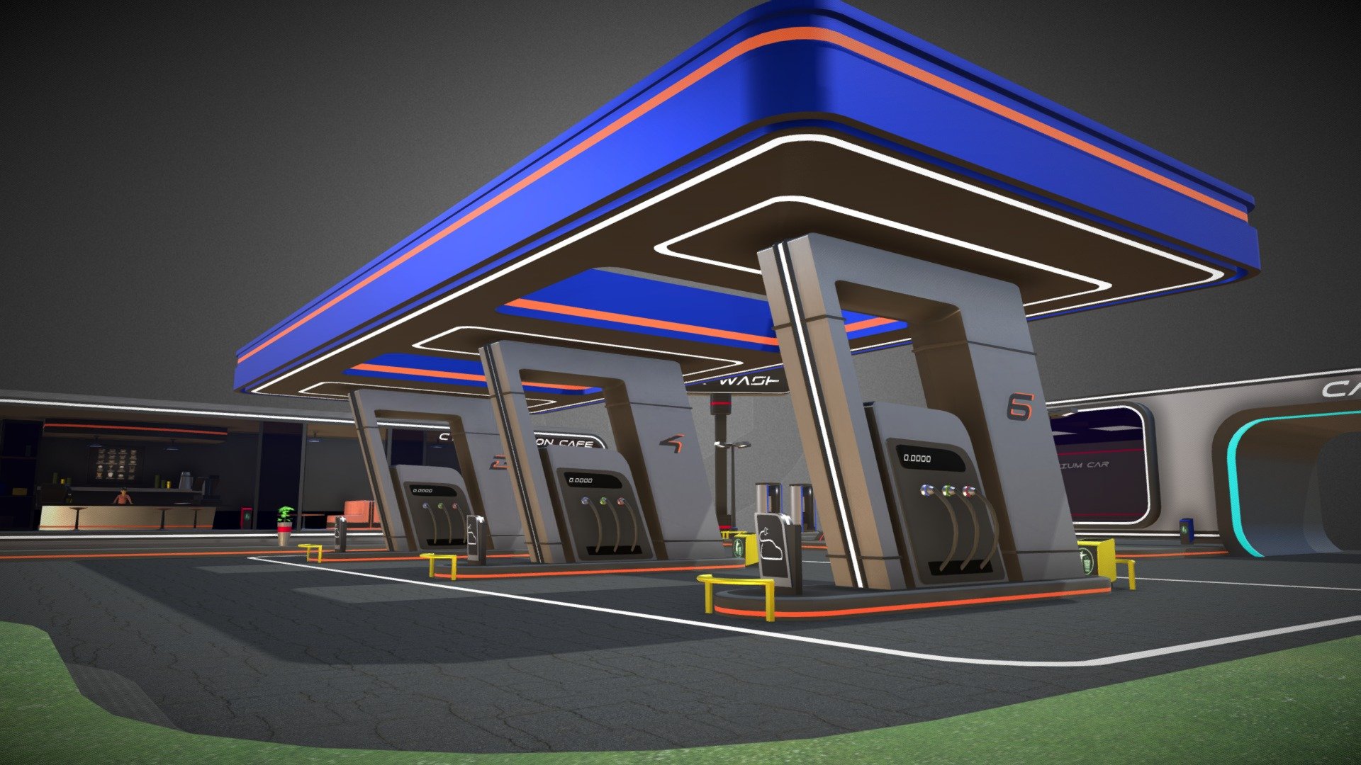 Low Poly Cyber Gas Station - 3D model by Low Poly Models ...