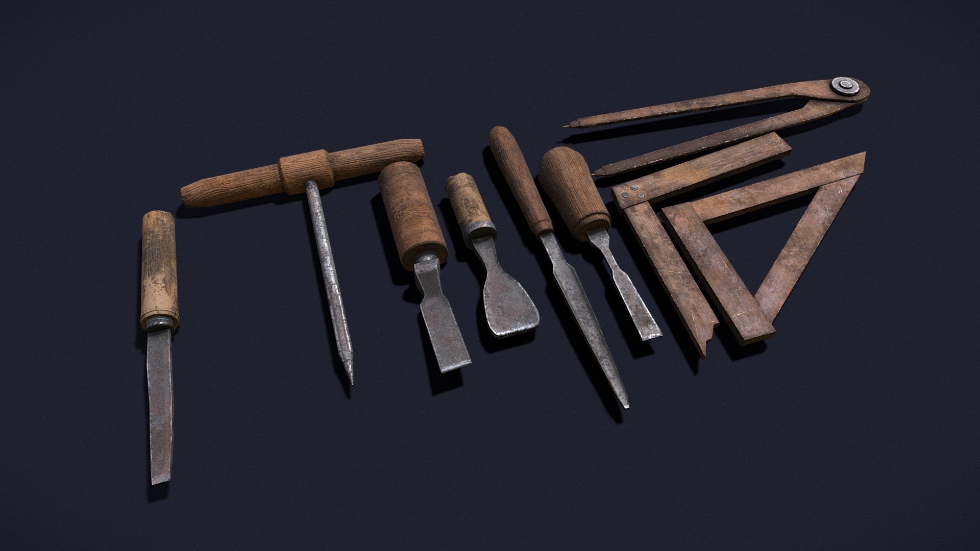 Carpenter_Handworking_Tools_FBX - Buy Royalty Free 3D model by ...