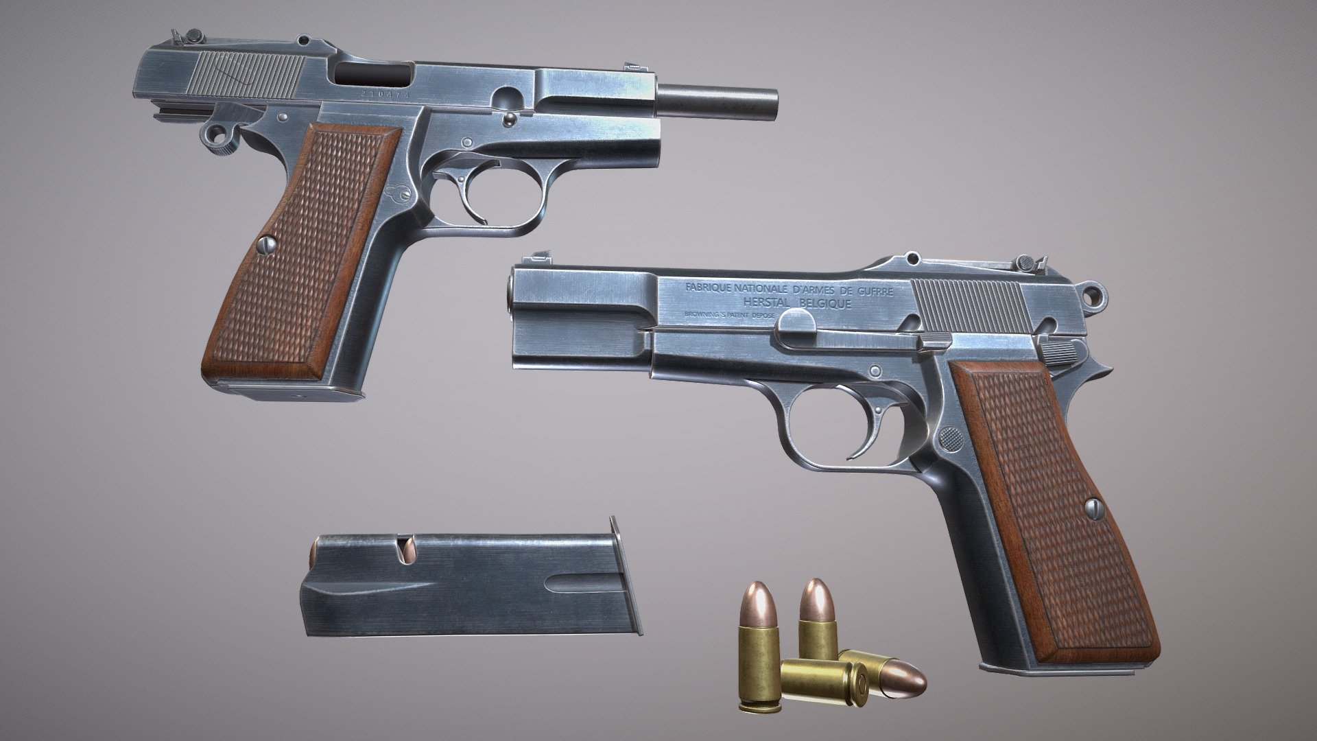 Browning Hi-Power P-35 - Buy Royalty Free 3D model by Wallerion ...