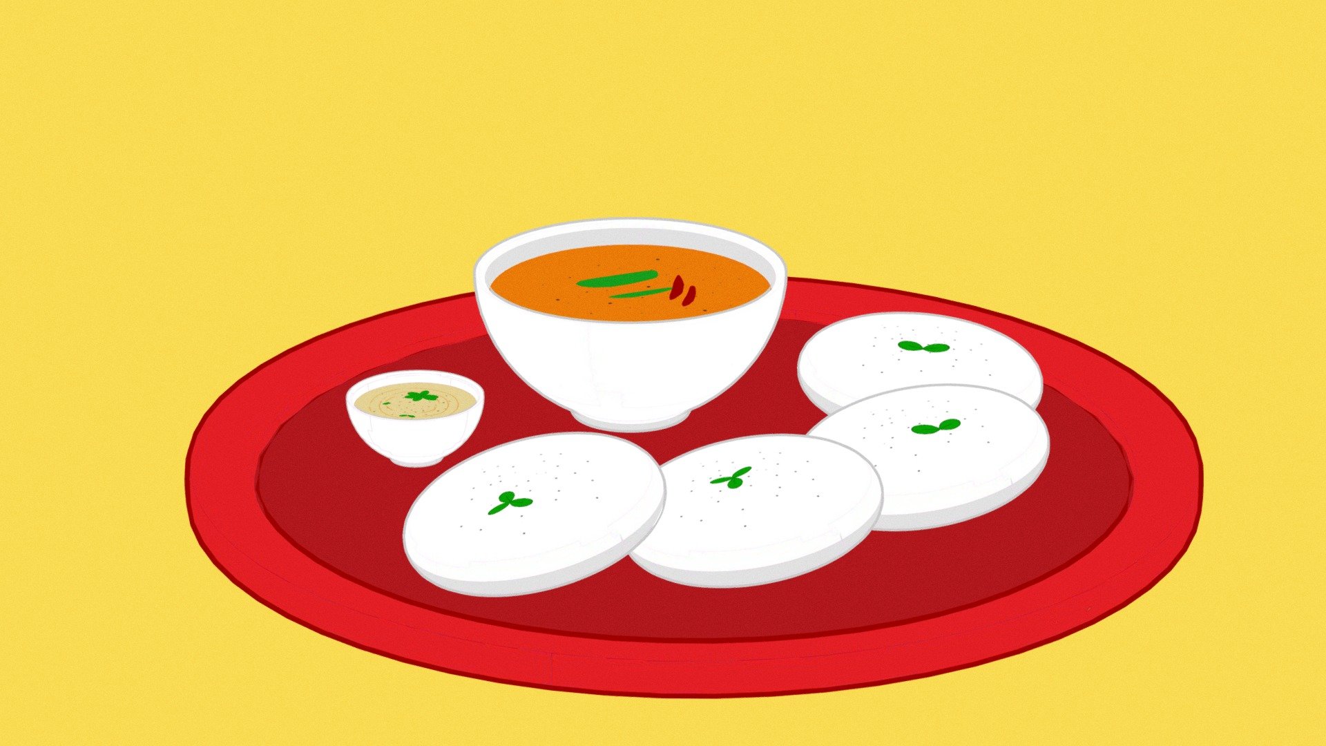 Idli Sambar - South Indian Break Fast - 3D model by owosam [ba15e8a ...