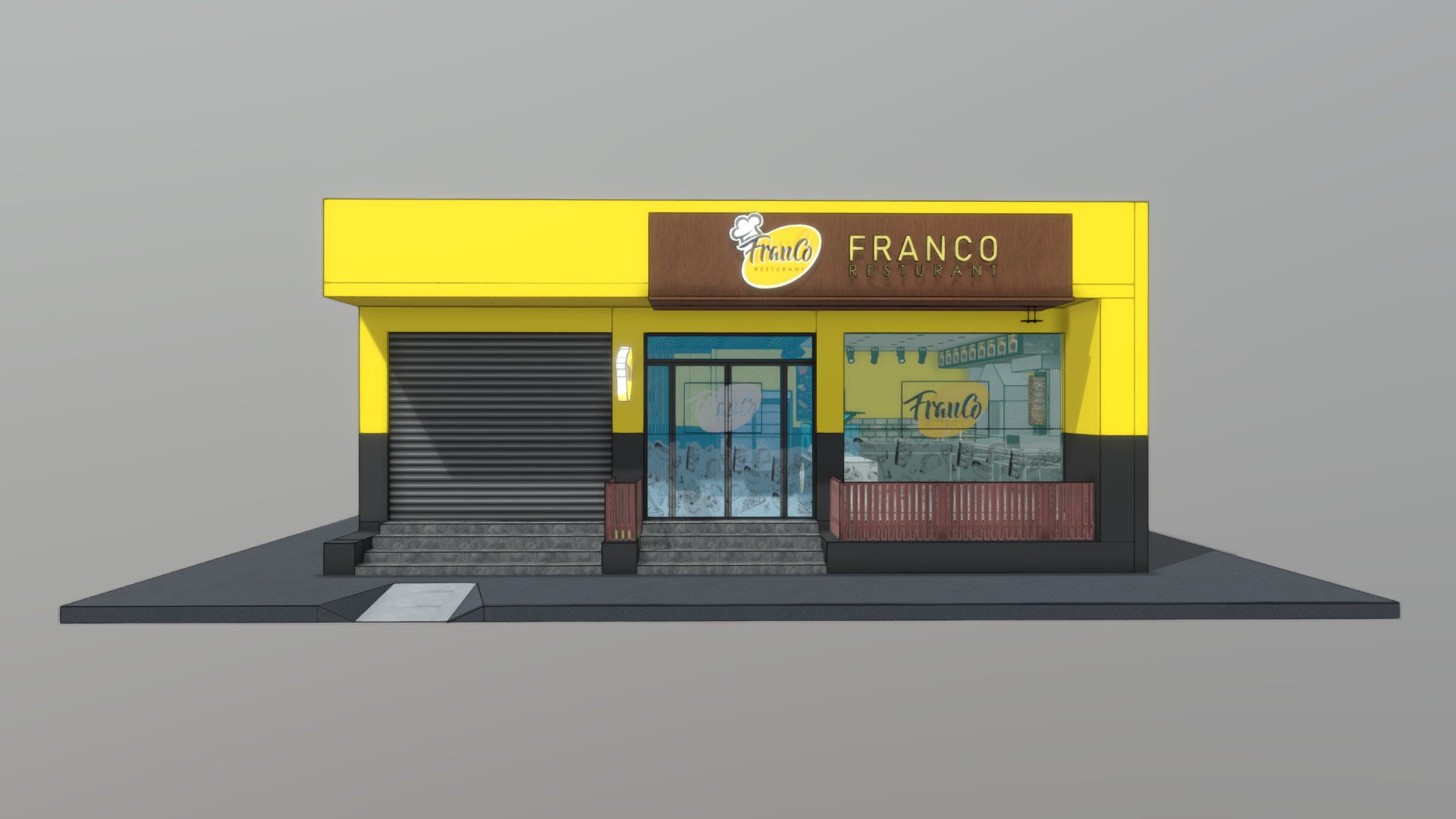 FRANCO Restaurant - 3D model by Hassen (@hasen3d) [ba2a6fc] - Sketchfab