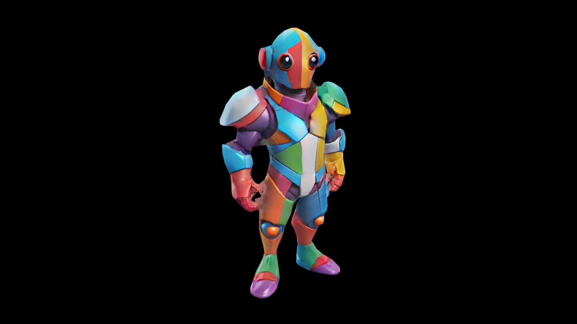 A robot with a multicolored design stands in fro - Download Free 3D ...