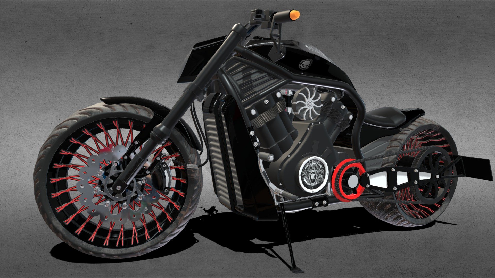Harley Davidson V Rod Custom Bike - Buy Royalty Free 3D model by Gajendra Jaiswal ...