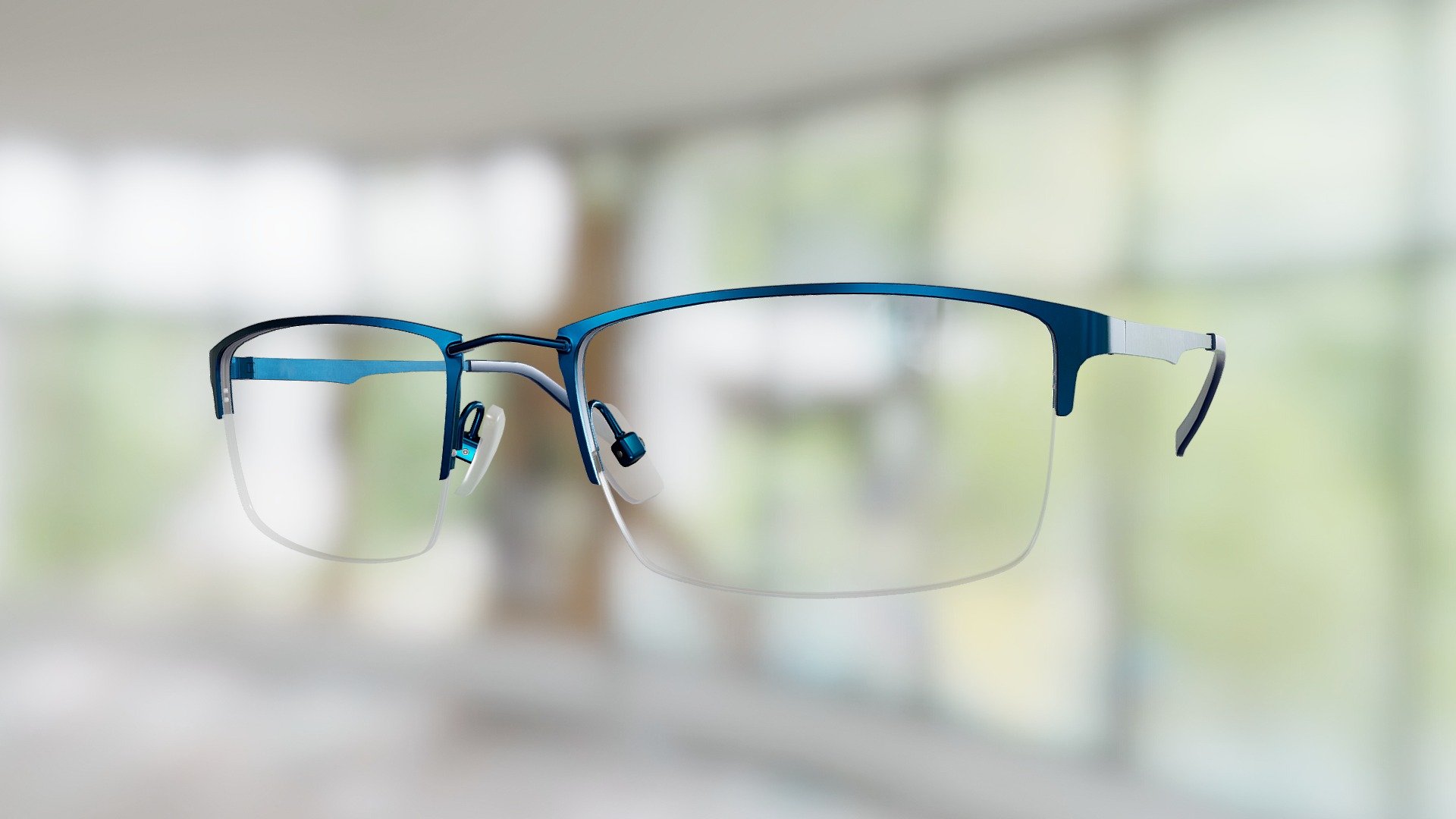 Generic Metal Half-Rim Rectangle Glasses (Navy) - 3D model by VirTry ...