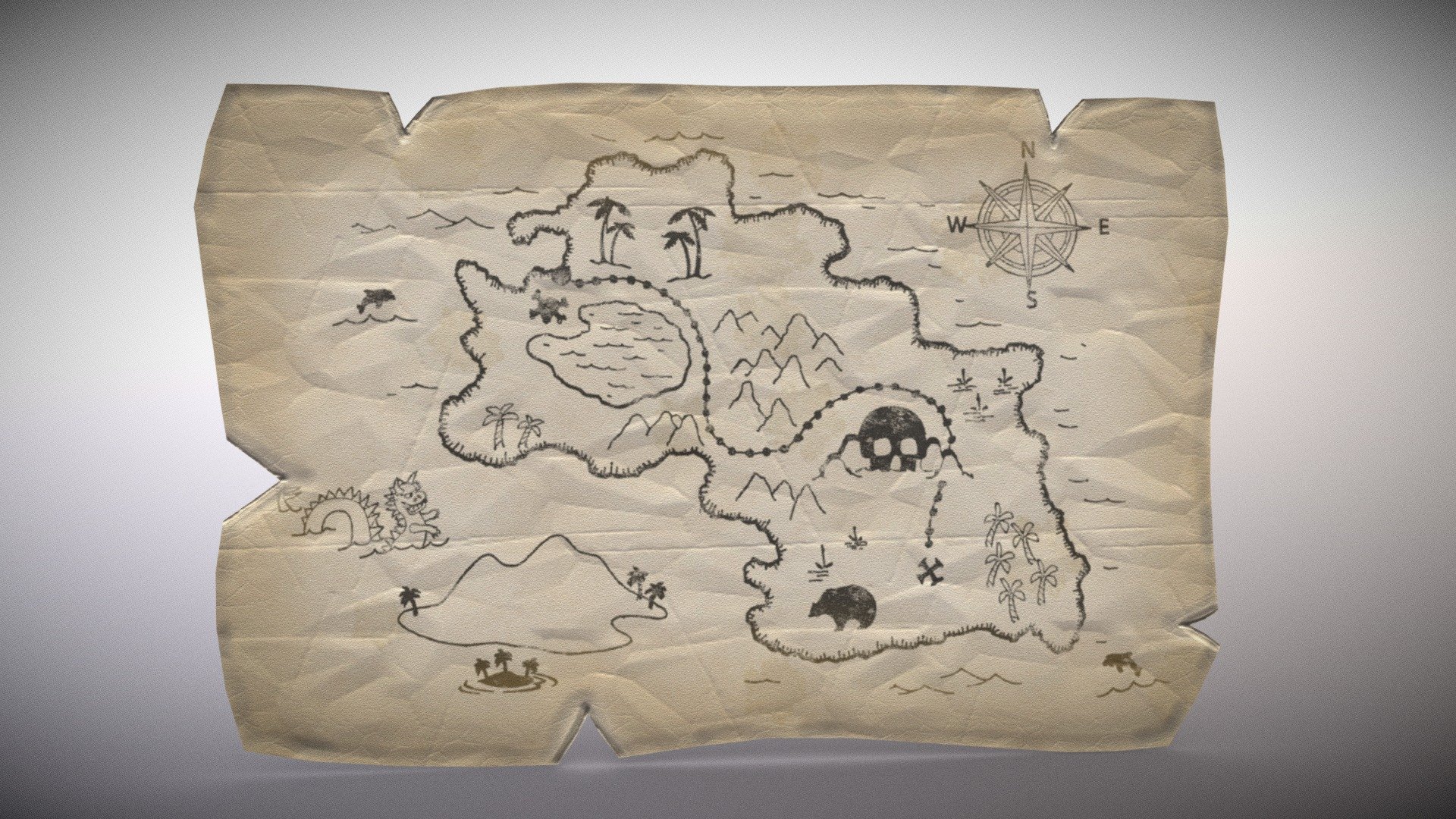 Pirate Map - Download Free 3D model by 3000volt [ba468f3] - Sketchfab