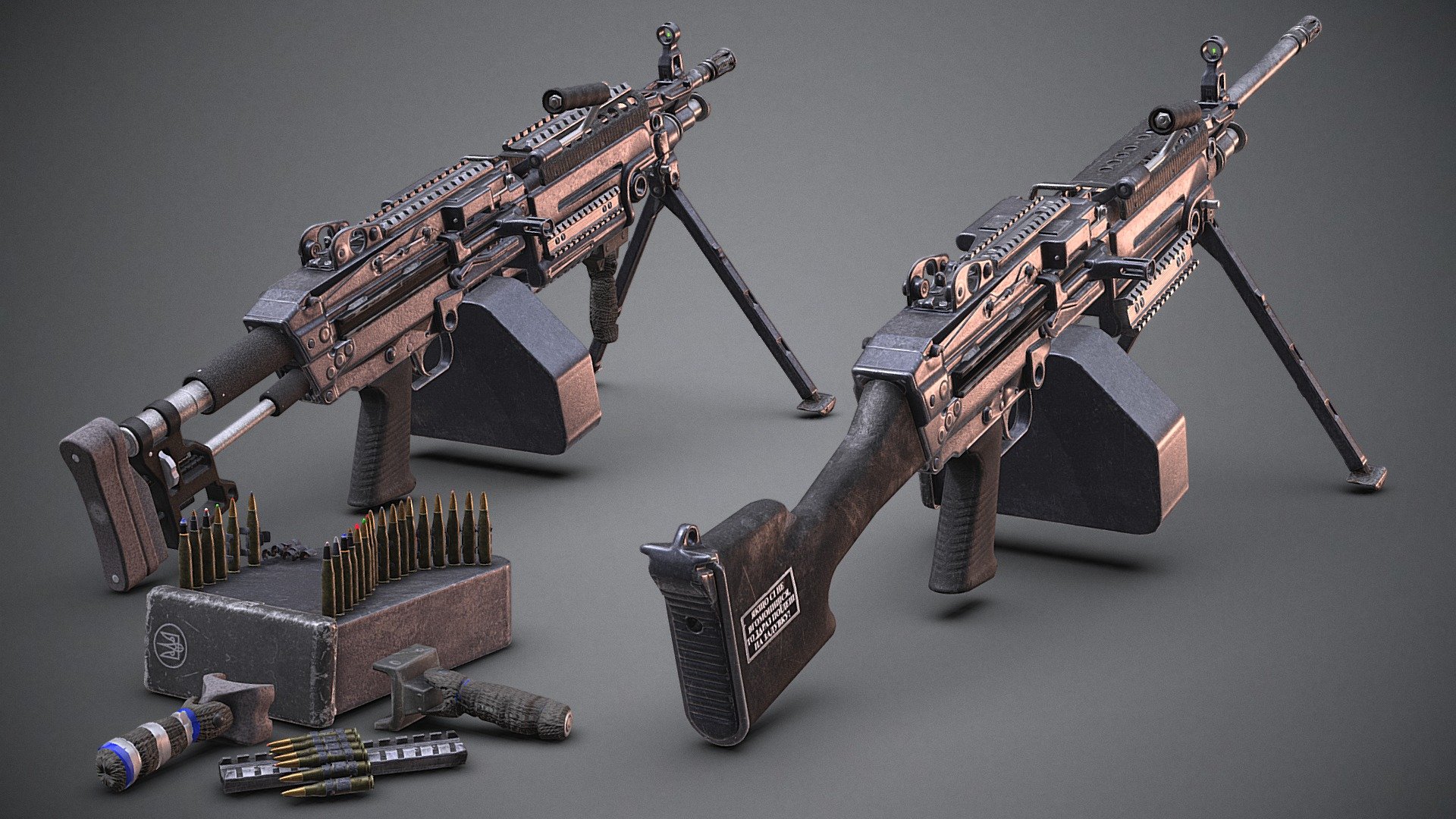 M249 "SAW" Custom Set + 5.56 NATO Rounds Pack - Download Free 3D model ...