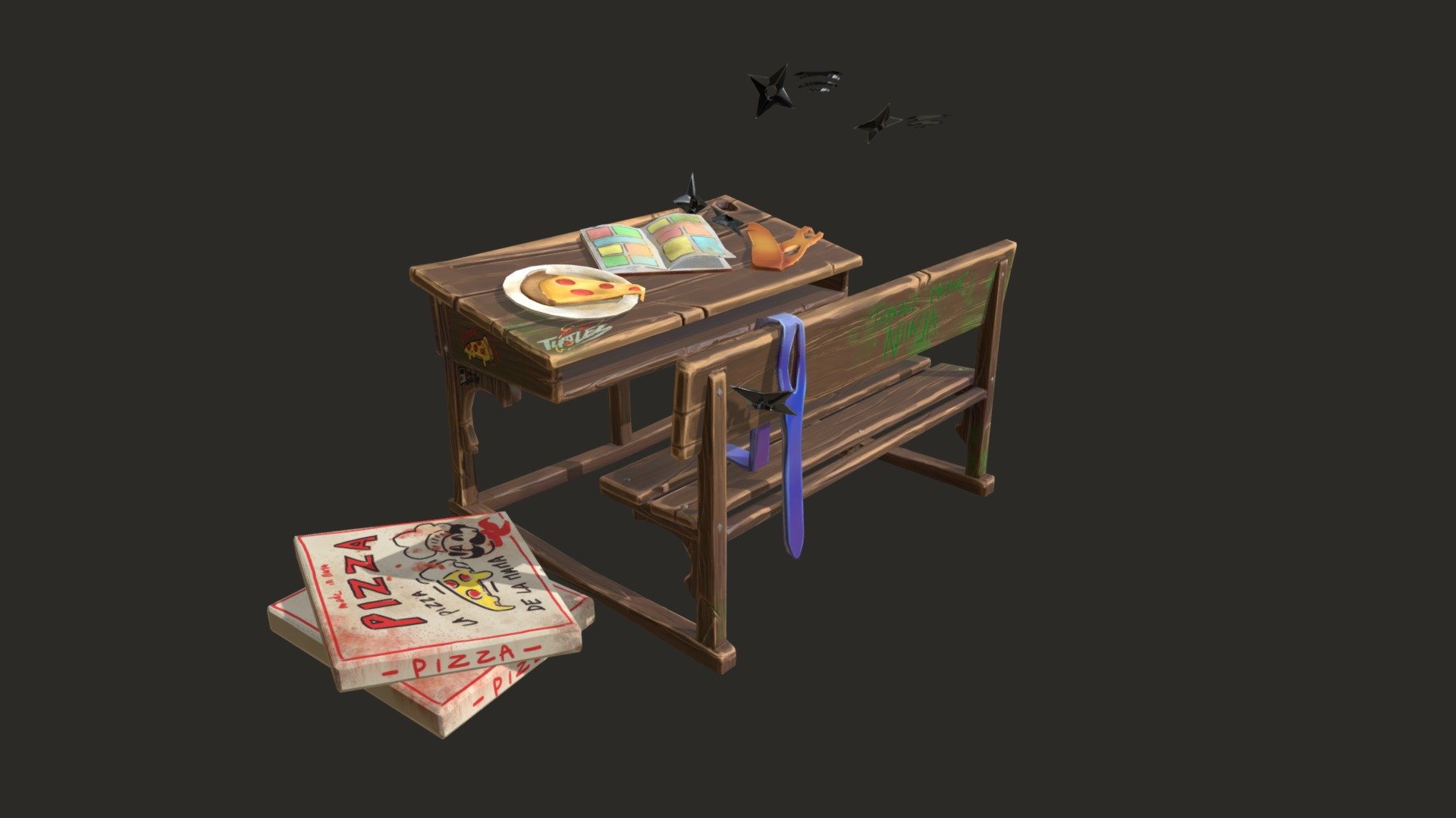 Stylized Ninjas Turtles Desk - 3D model by ambre_ln [ba560b5] - Sketchfab