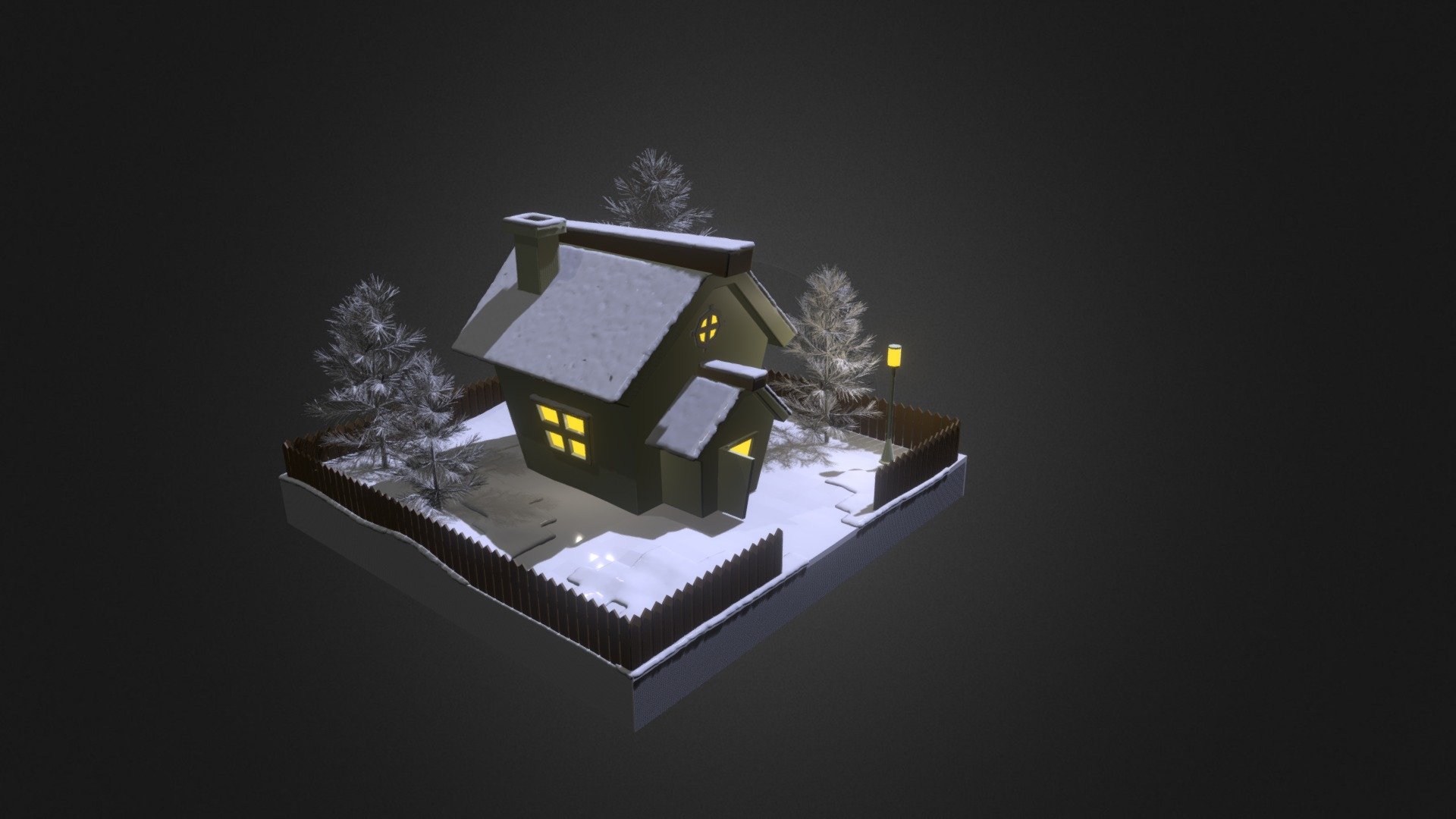 Snow covered winter house - 3D model by s.barman [ba69b60] - Sketchfab