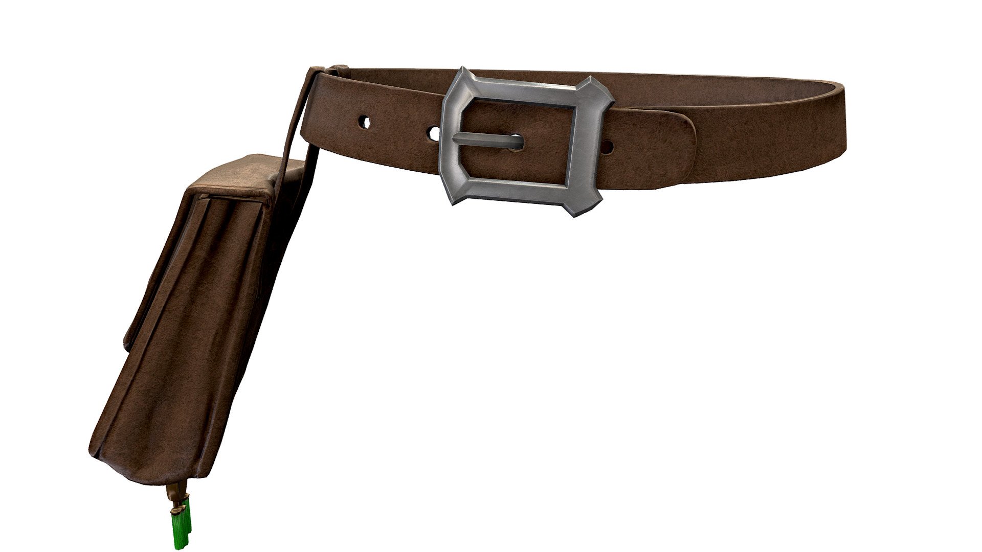 Brown Leather Utility Belt With Bag - Buy Royalty Free 3D model by 3dia ...