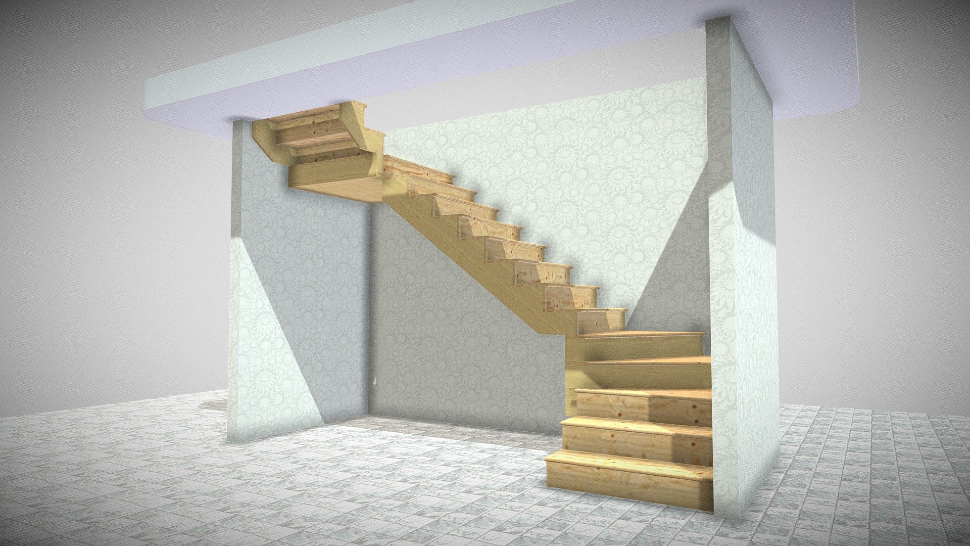 Framed Winders and Landing - 3D model by 3D Software for Stair Design ...