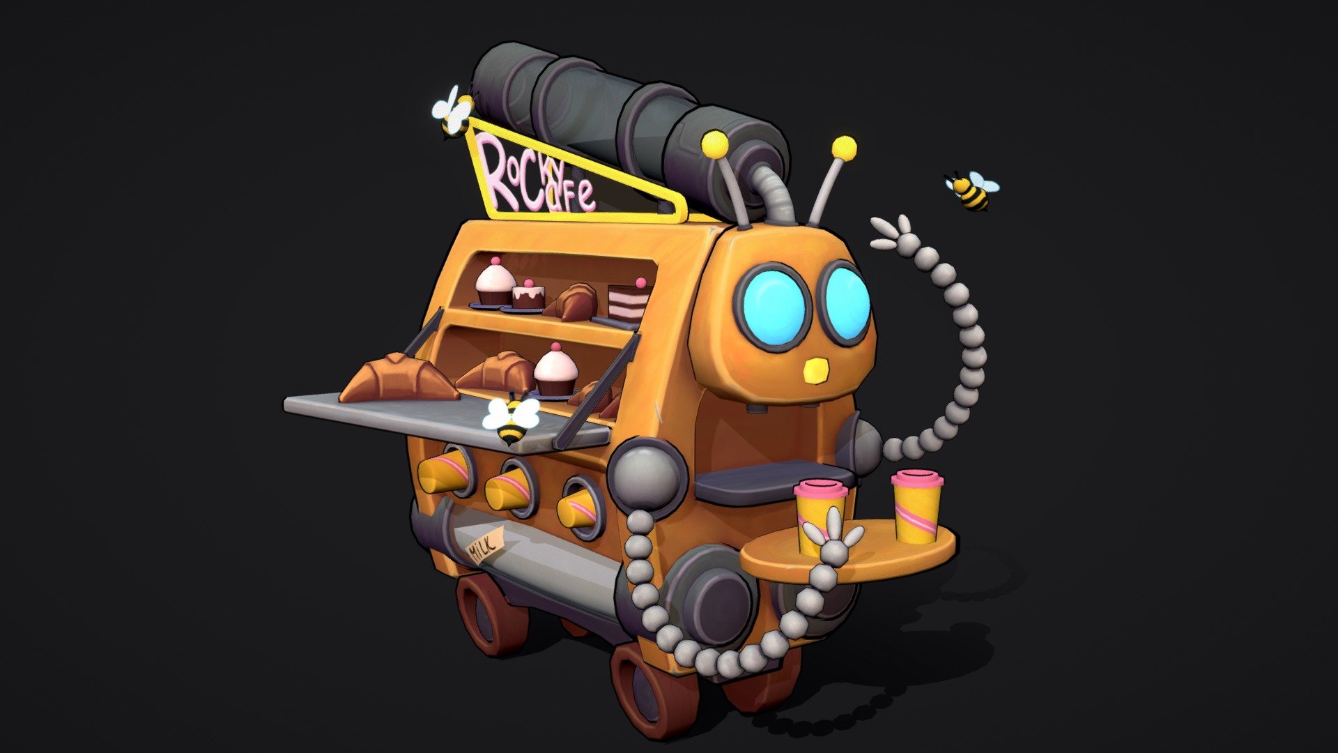 Robot Coffee-maker - Sci-Fi Prop - CGMA week 4 - 3D model by Enkarra ...