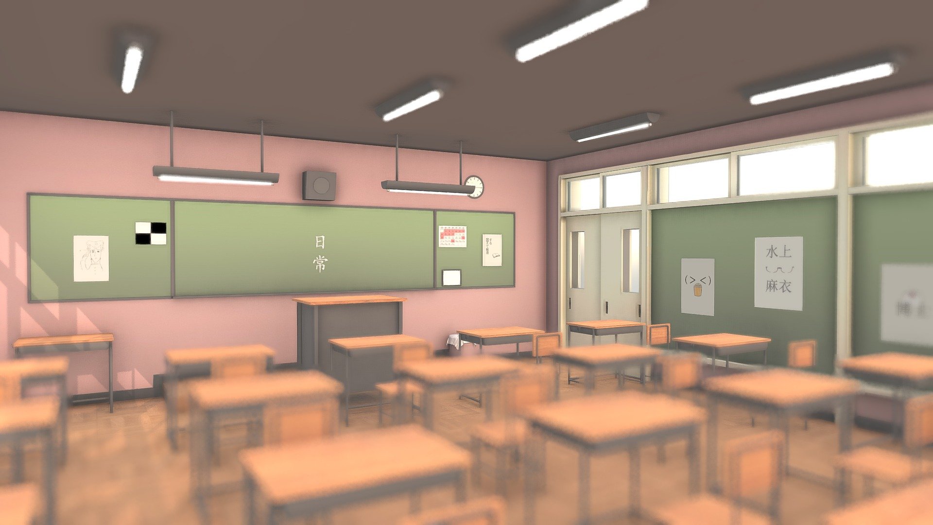 Classroom [Nichijou] - 3D model by ItsMojo [babb98c] - Sketchfab