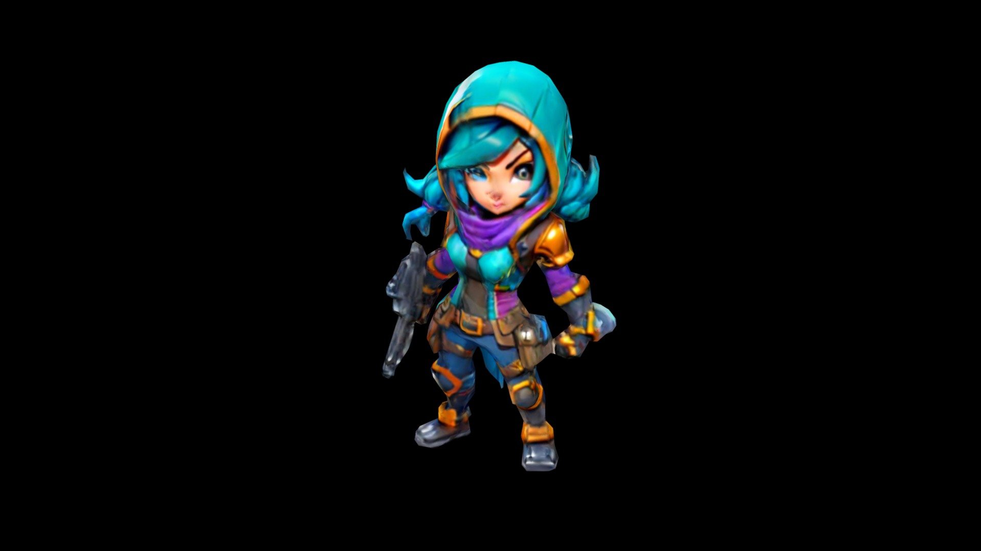 A female Mech fighter stands assertively, equipp - Download Free 3D ...